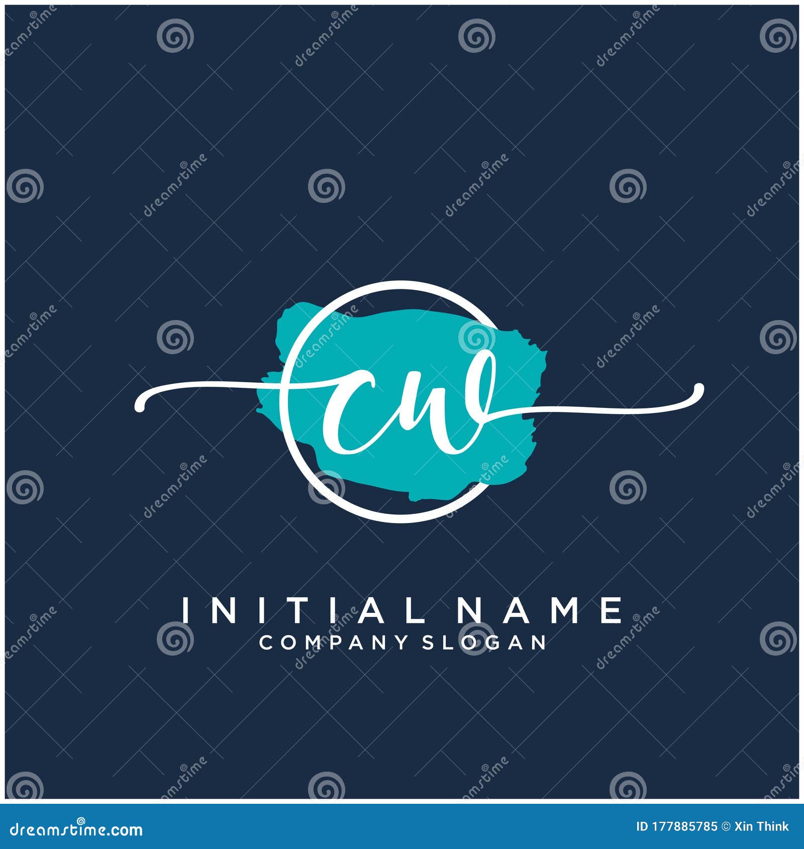 CW Initial Handwriting Logo Design with Brush Circle Stock Vector ...
