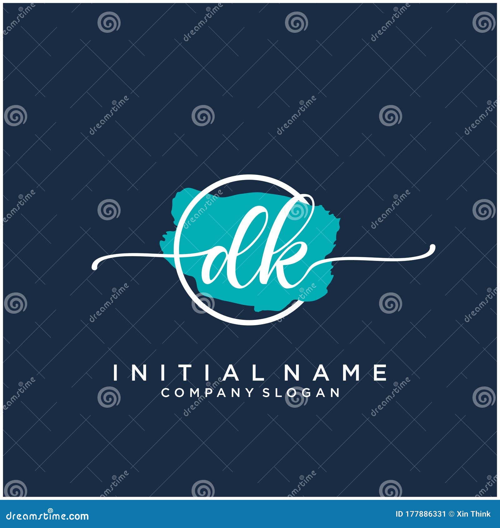 DK Initial Handwriting Logo Design with Brush Circle Stock Vector ...
