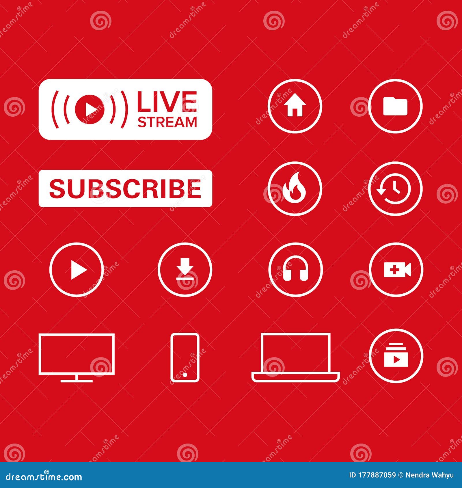 Collection of Vector Illustrations of Basic Icons from Video Web Pages ...