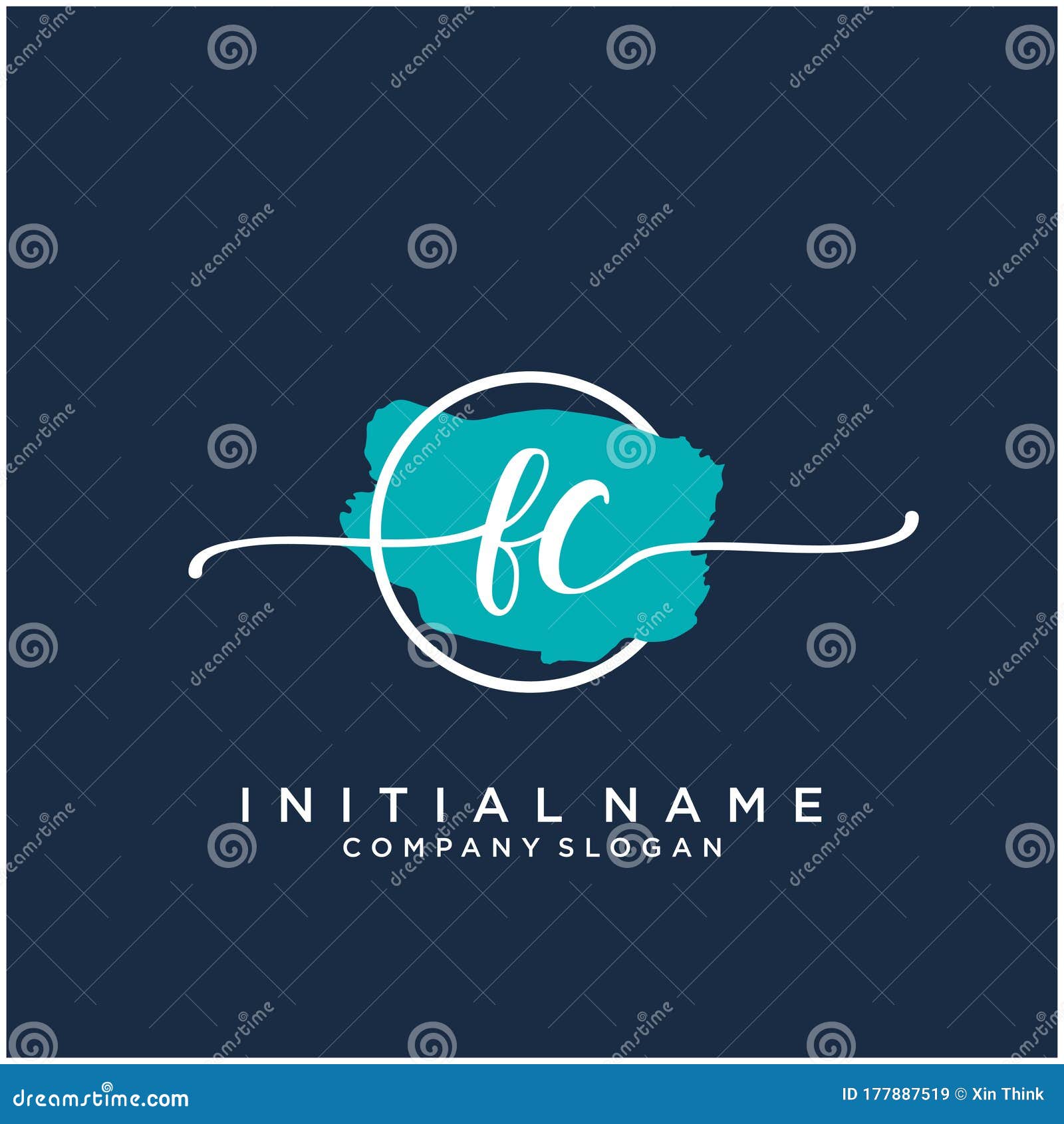 FC Initial Handwriting Logo Design with Brush Circle Stock Vector ...