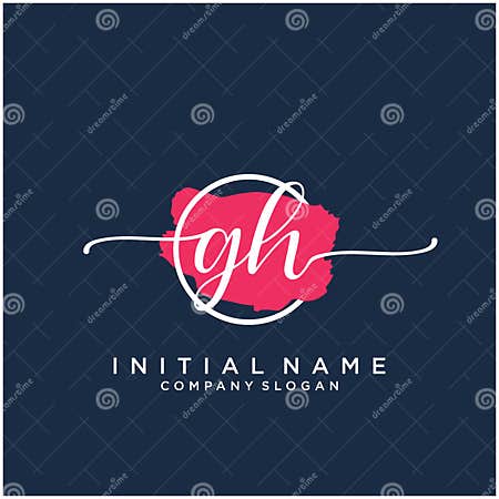 GH Initial Handwriting Logo Design with Brush Circle Stock Vector ...