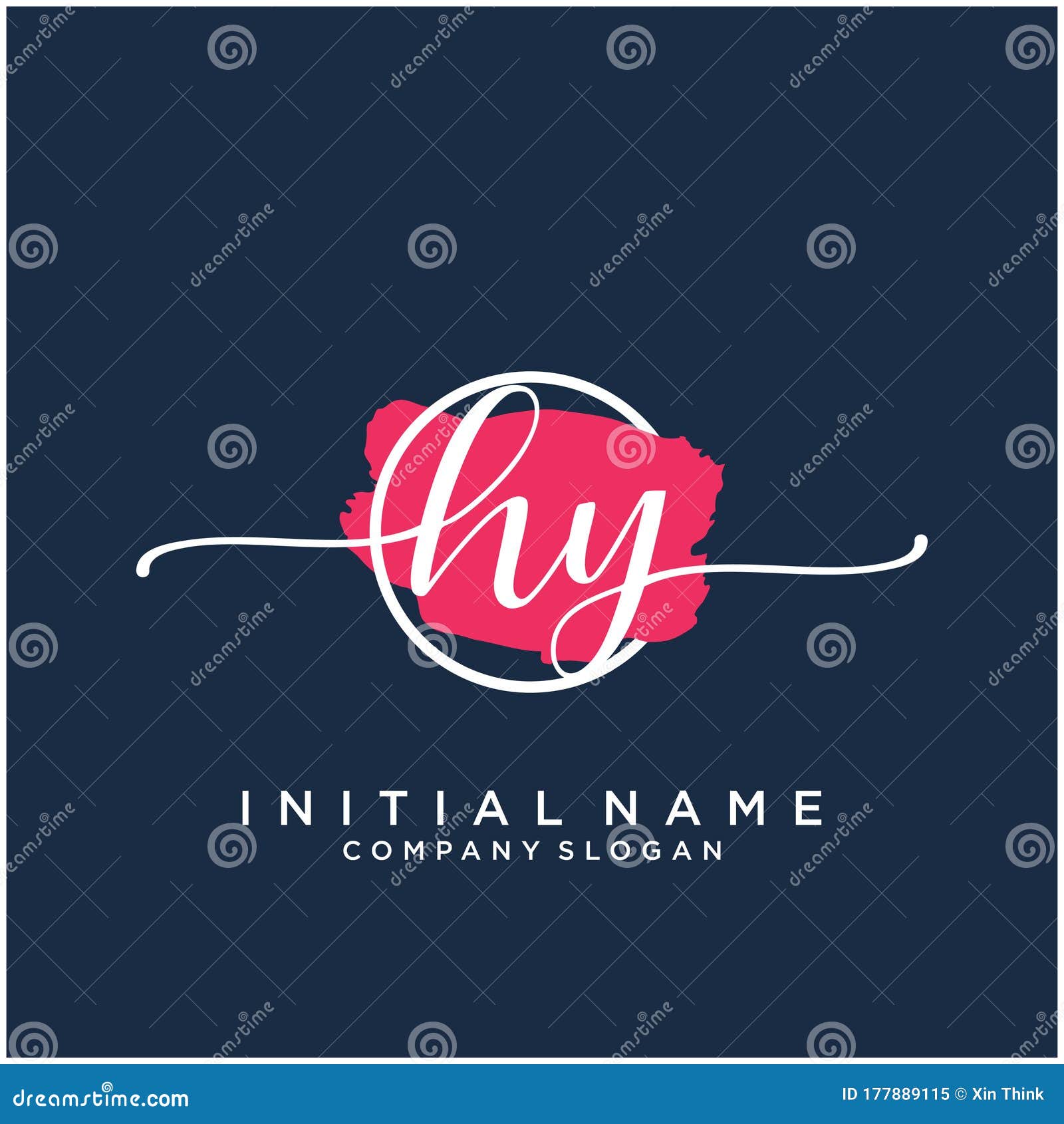 HY Initial Handwriting Logo Design with Brush Circle Stock Vector ...