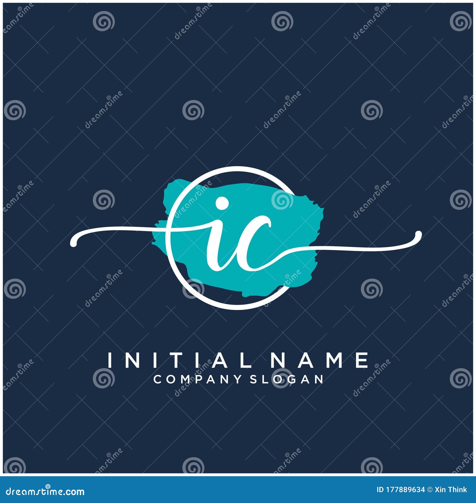 IC Initial Handwriting Logo Design with Brush Circle Stock Vector ...