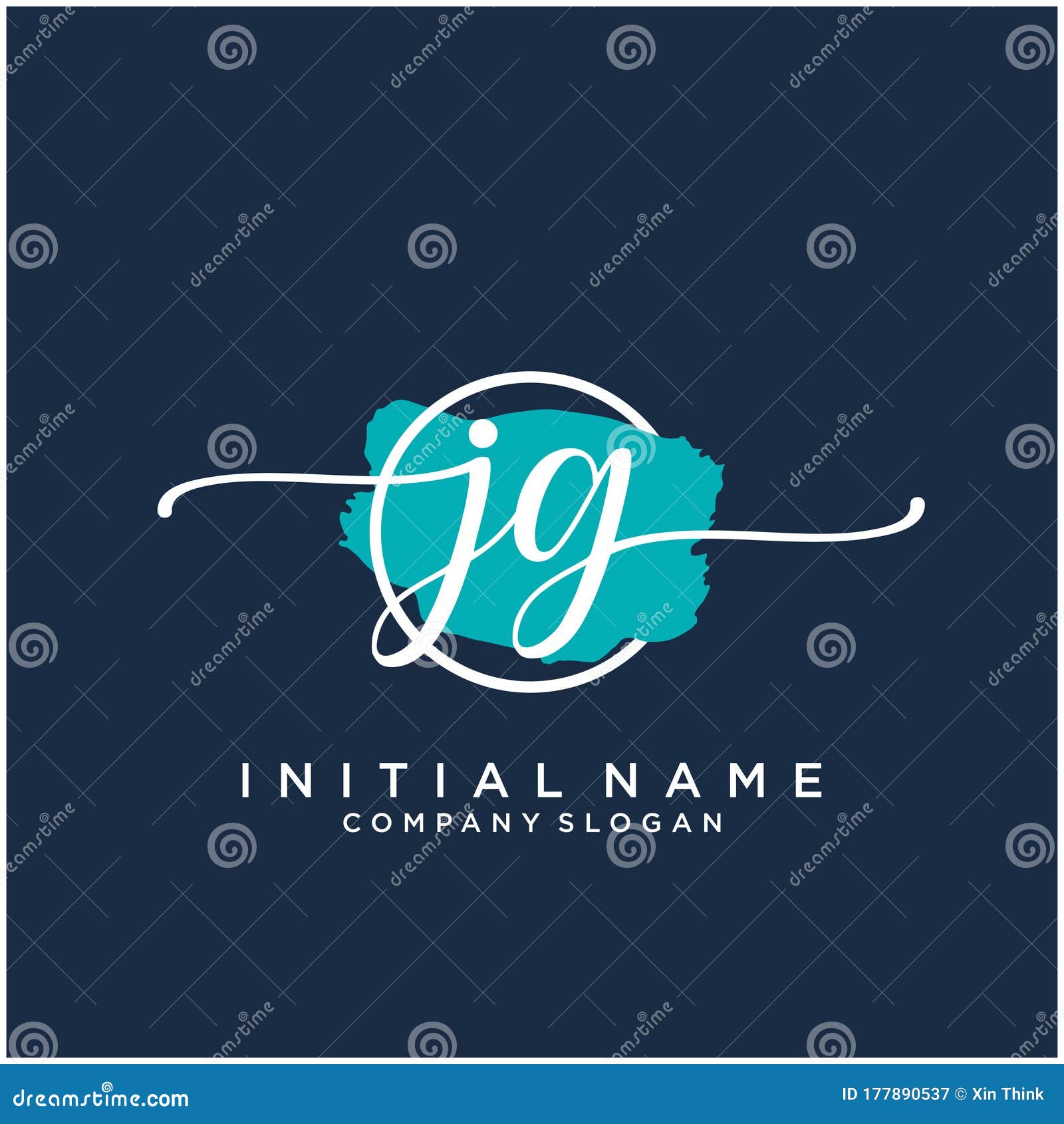 JG Initial Handwriting Logo Design with Brush Circle Stock Vector ...