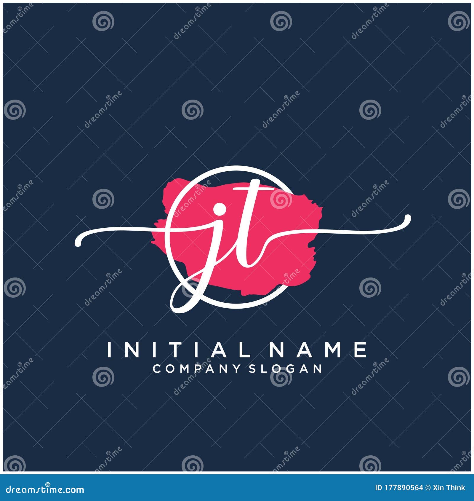 JT Initial Handwriting Logo Design with Brush Circle Stock Vector ...