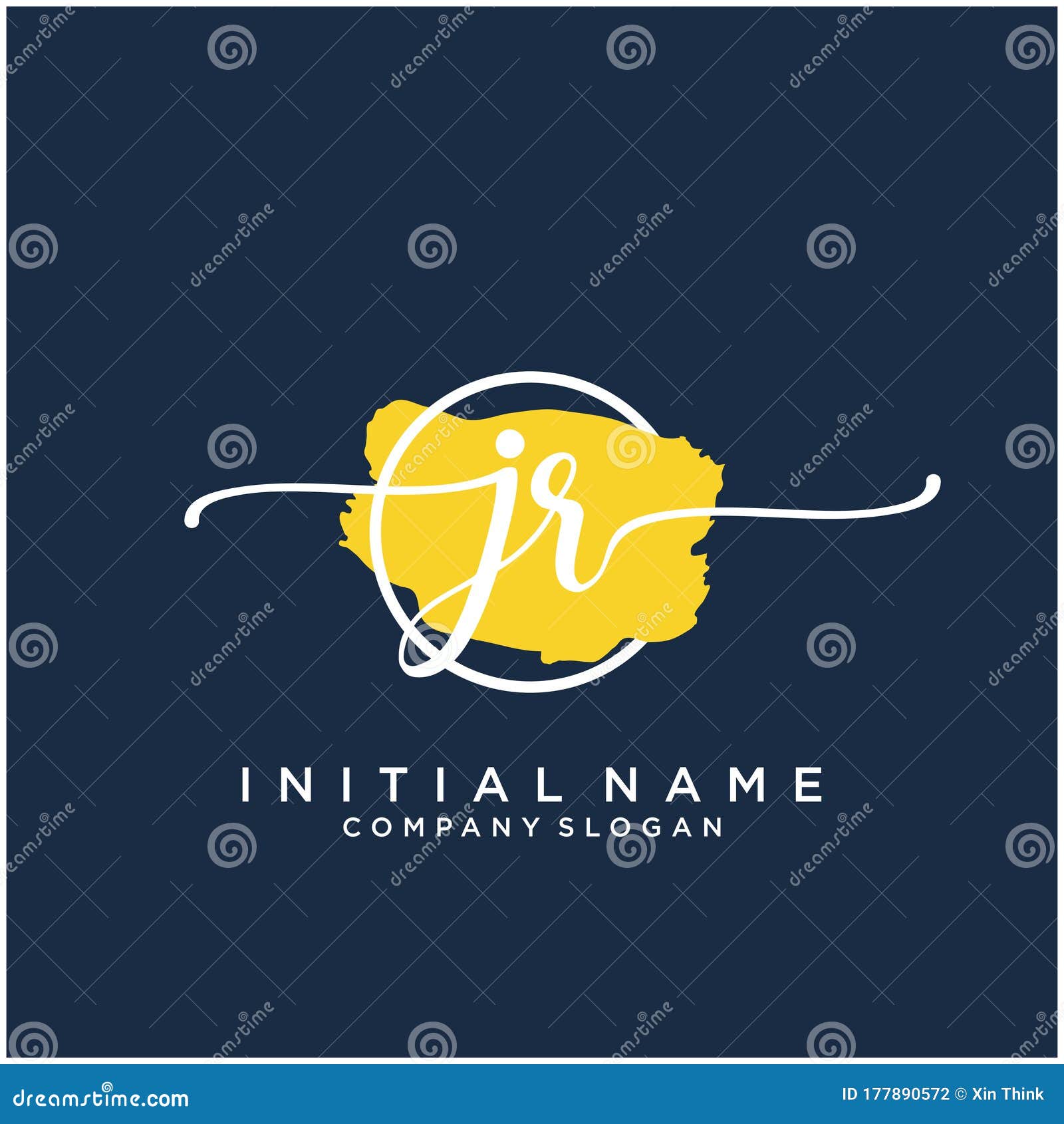 JR Initial Handwriting Logo Design with Brush Circle Stock Vector ...