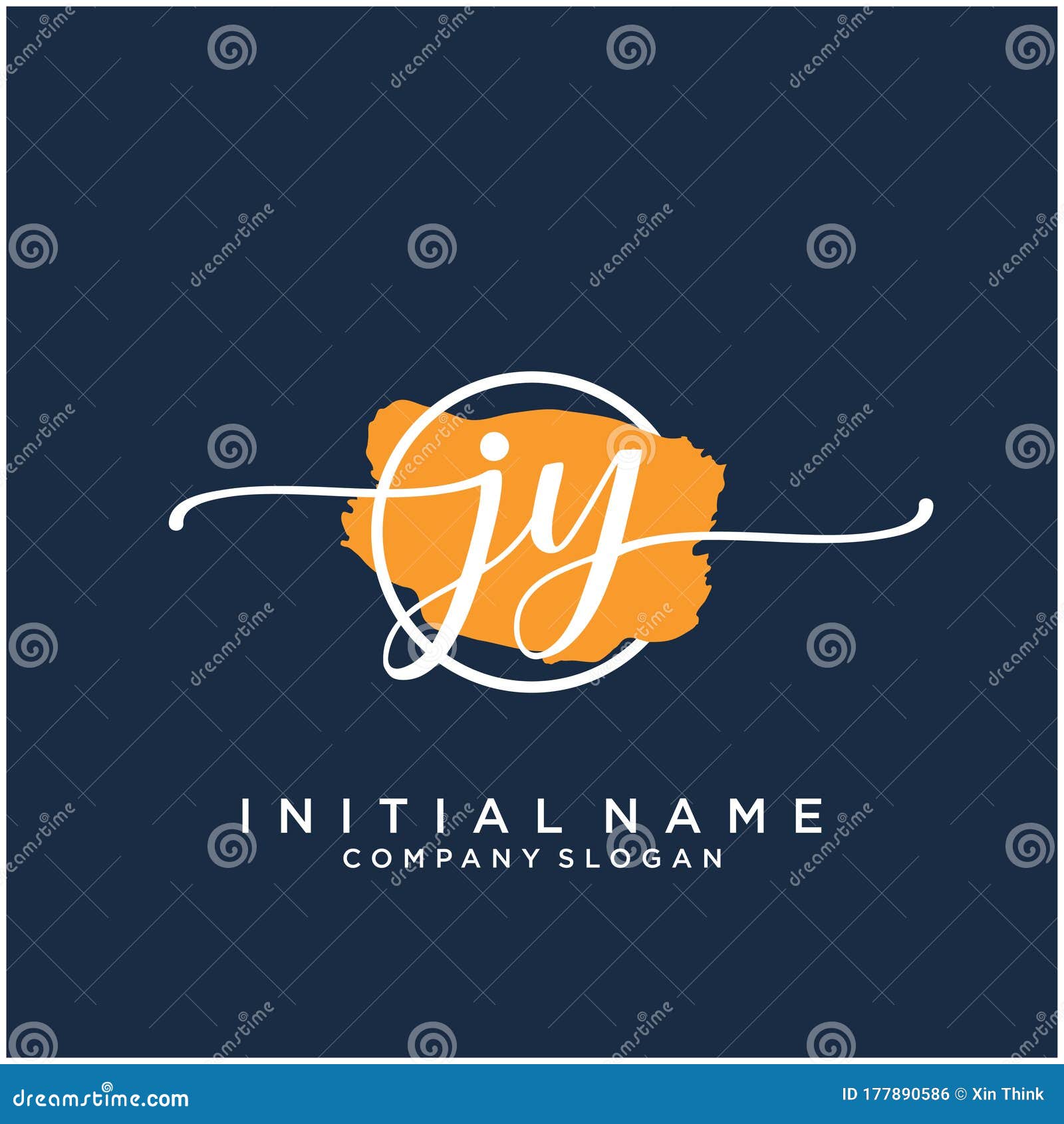 JY Initial Handwriting Logo Design with Brush Circle Stock Vector ...