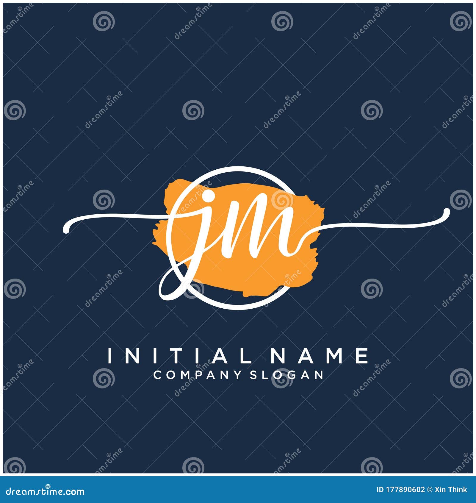 JM Initial Handwriting Logo Design with Brush Circle Stock Vector ...