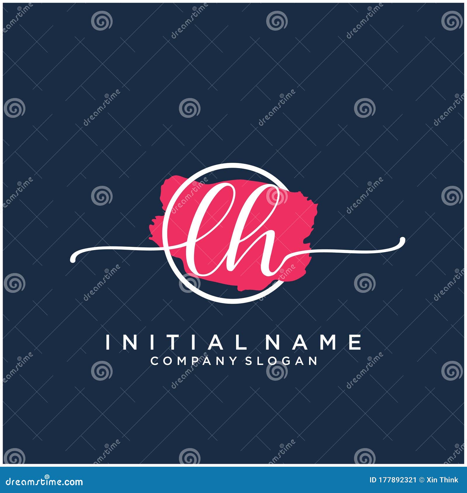 LH Initial Handwriting Logo Design with Brush Circle Stock Vector ...