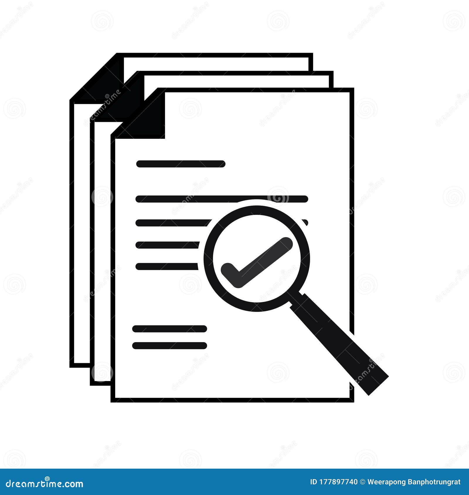 Checking documents icon stock vector. Illustration of concept - 177897740