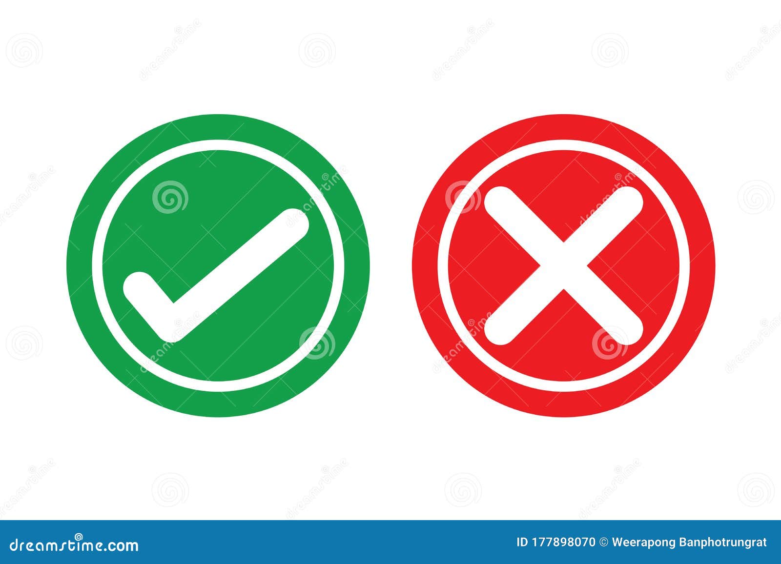 Right and wrong icon stock vector. Illustration of green - 177898070