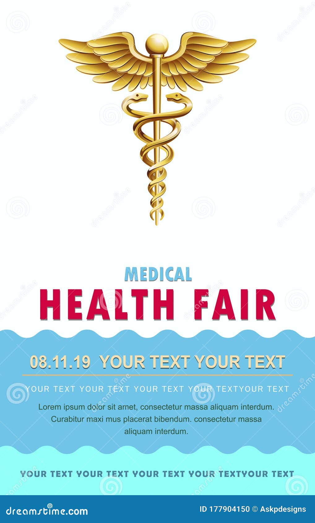 Health Fair Poster With Caduceus Medical Symbol. Vector Illustration ...