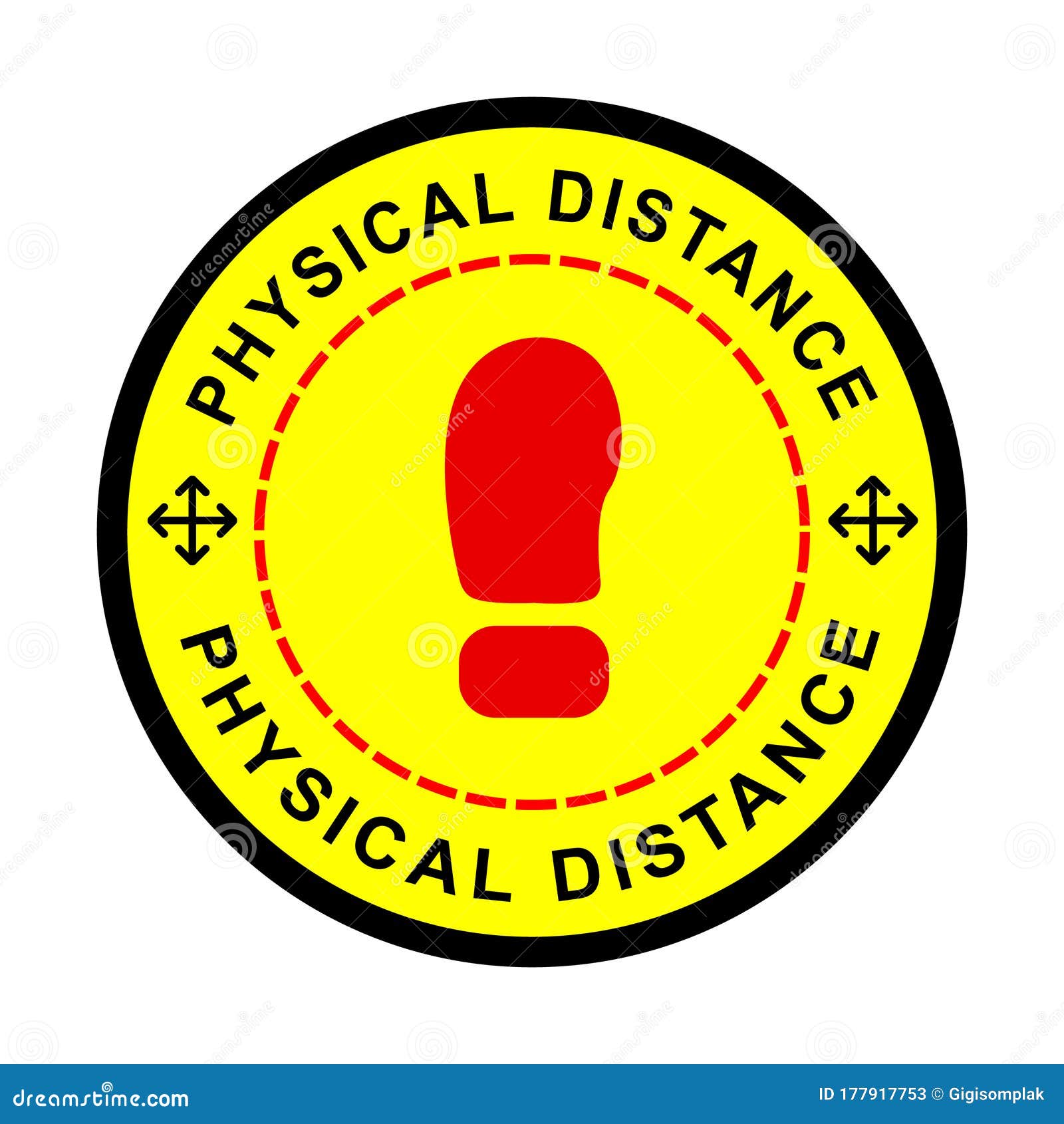 Simple Cutting Sticker, Vector Circle Warning, Physical or Social ...