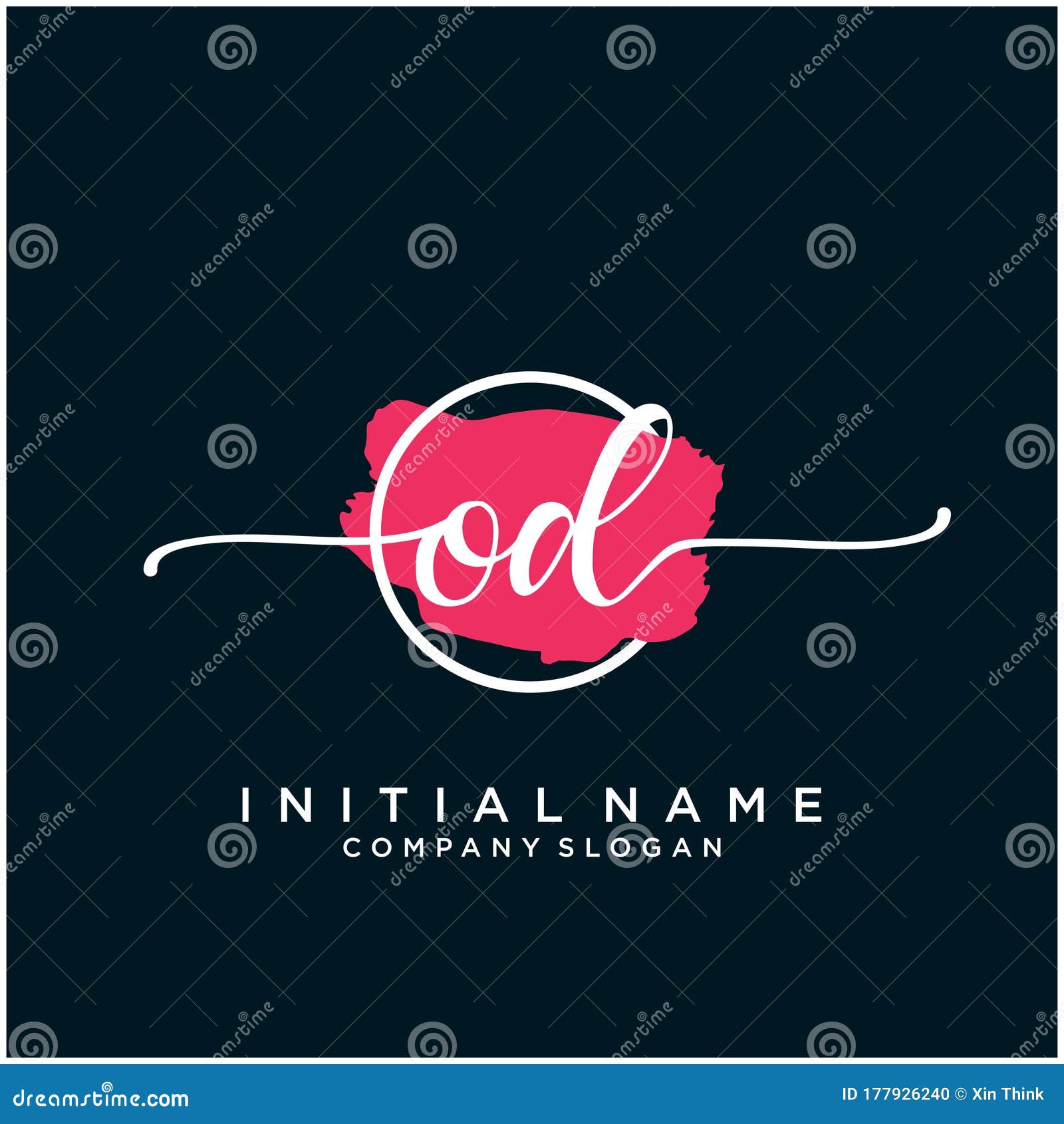 OD Initial Handwriting Logo Design with Brush Circle Stock Vector ...