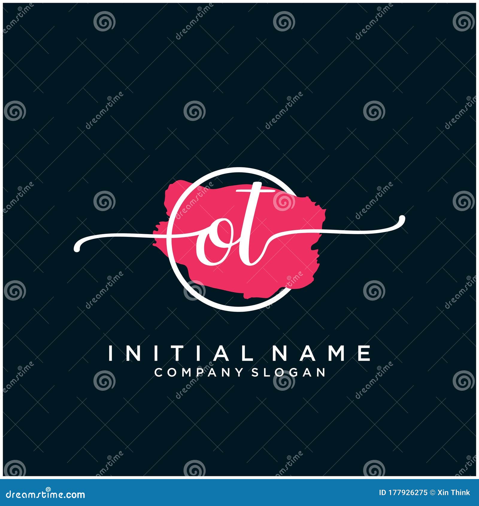 OT Initial Handwriting Logo Design with Brush Circle Stock Vector ...
