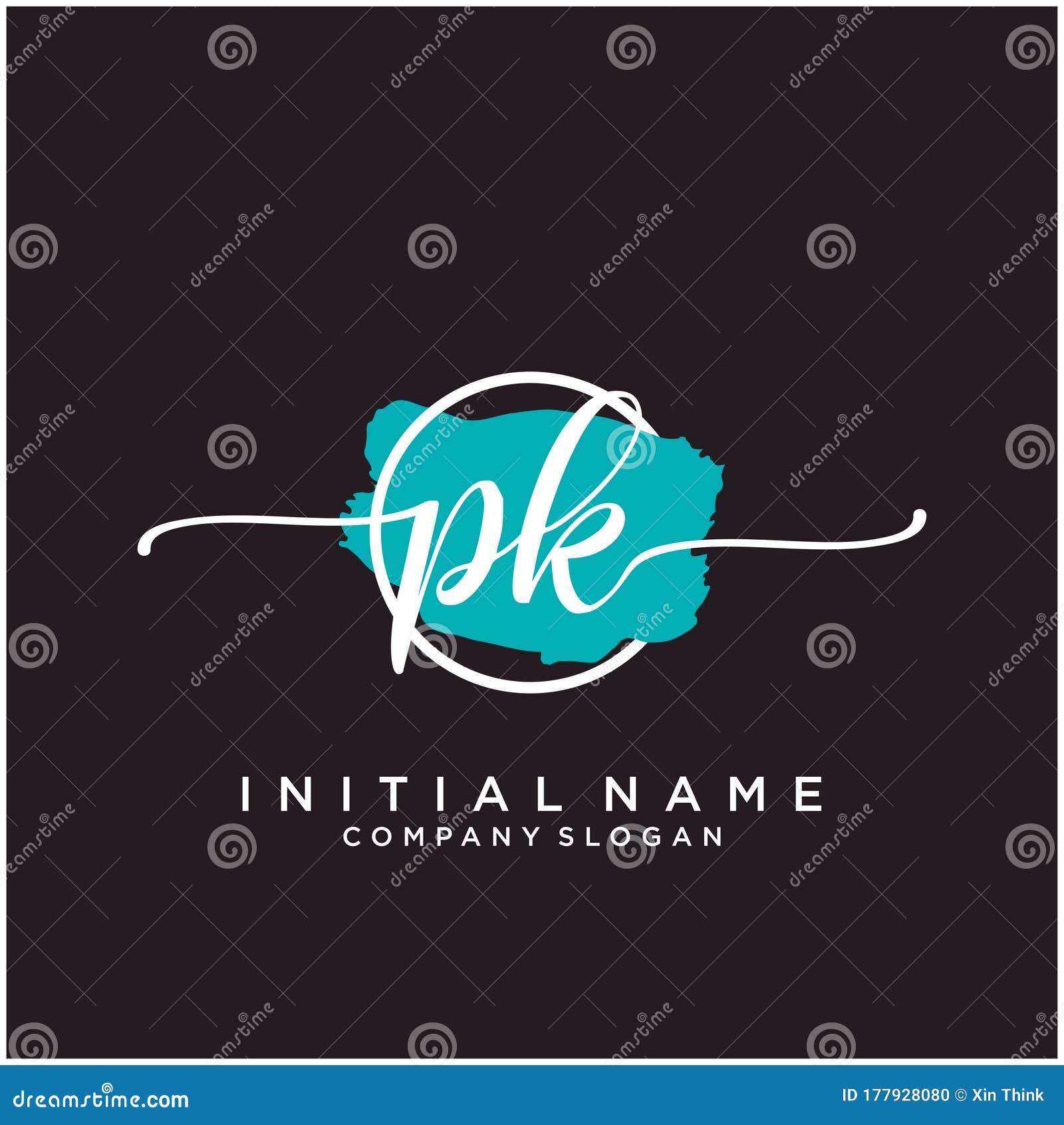 PK Initial Handwriting Logo Design with Brush Circle Stock Vector ...