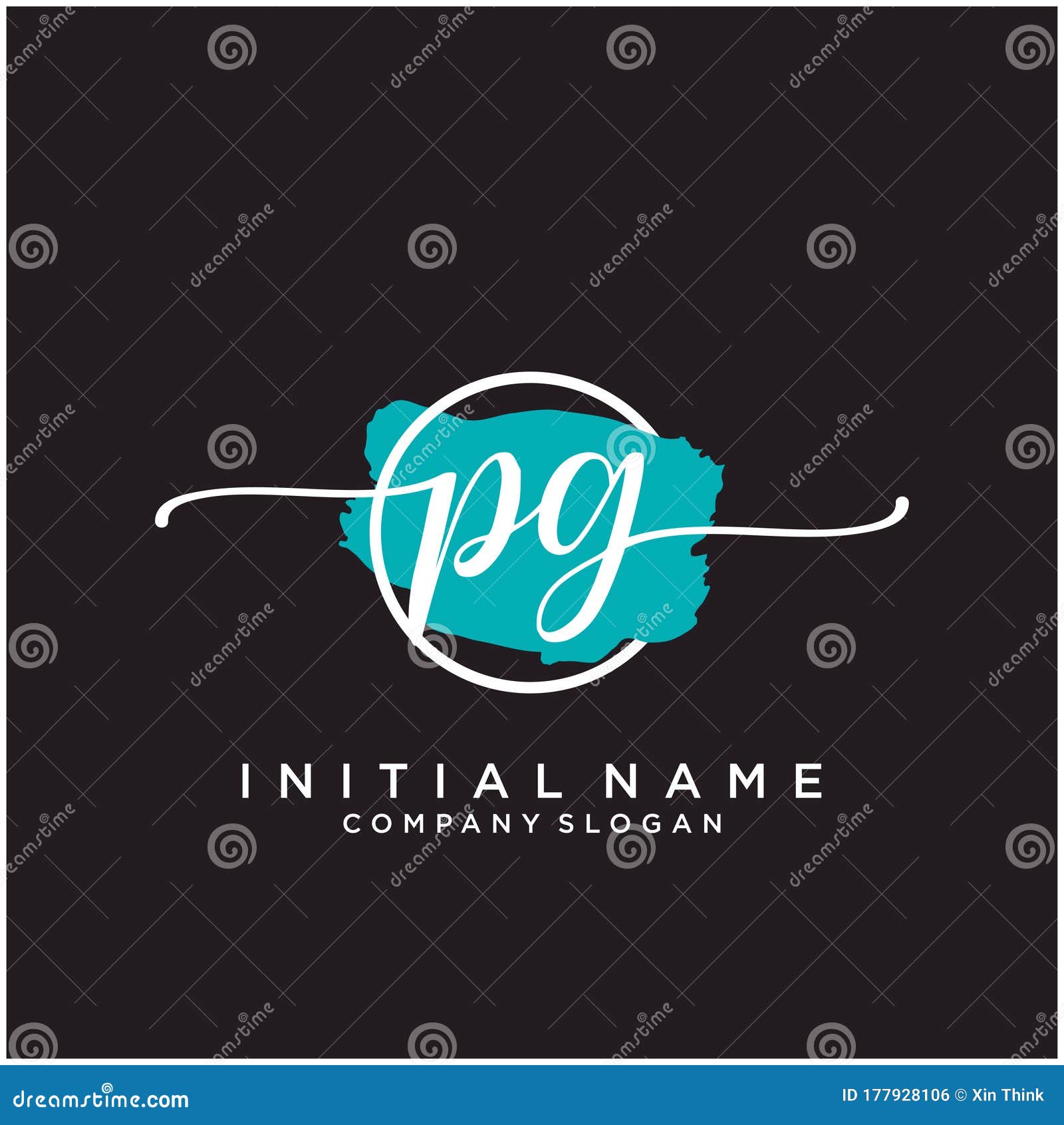 PG Initial Handwriting Logo Design with Brush Circle Stock Vector ...