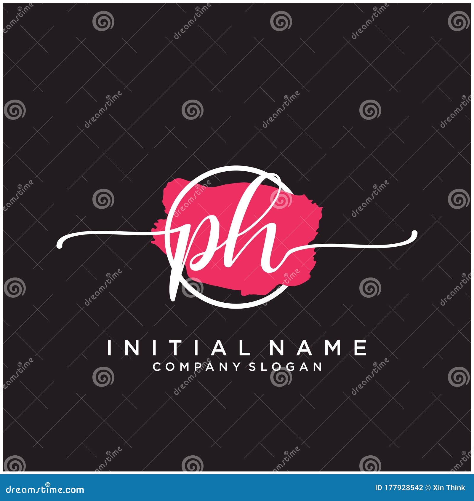 PH Initial Handwriting Logo Design with Brush Circle Stock Vector ...