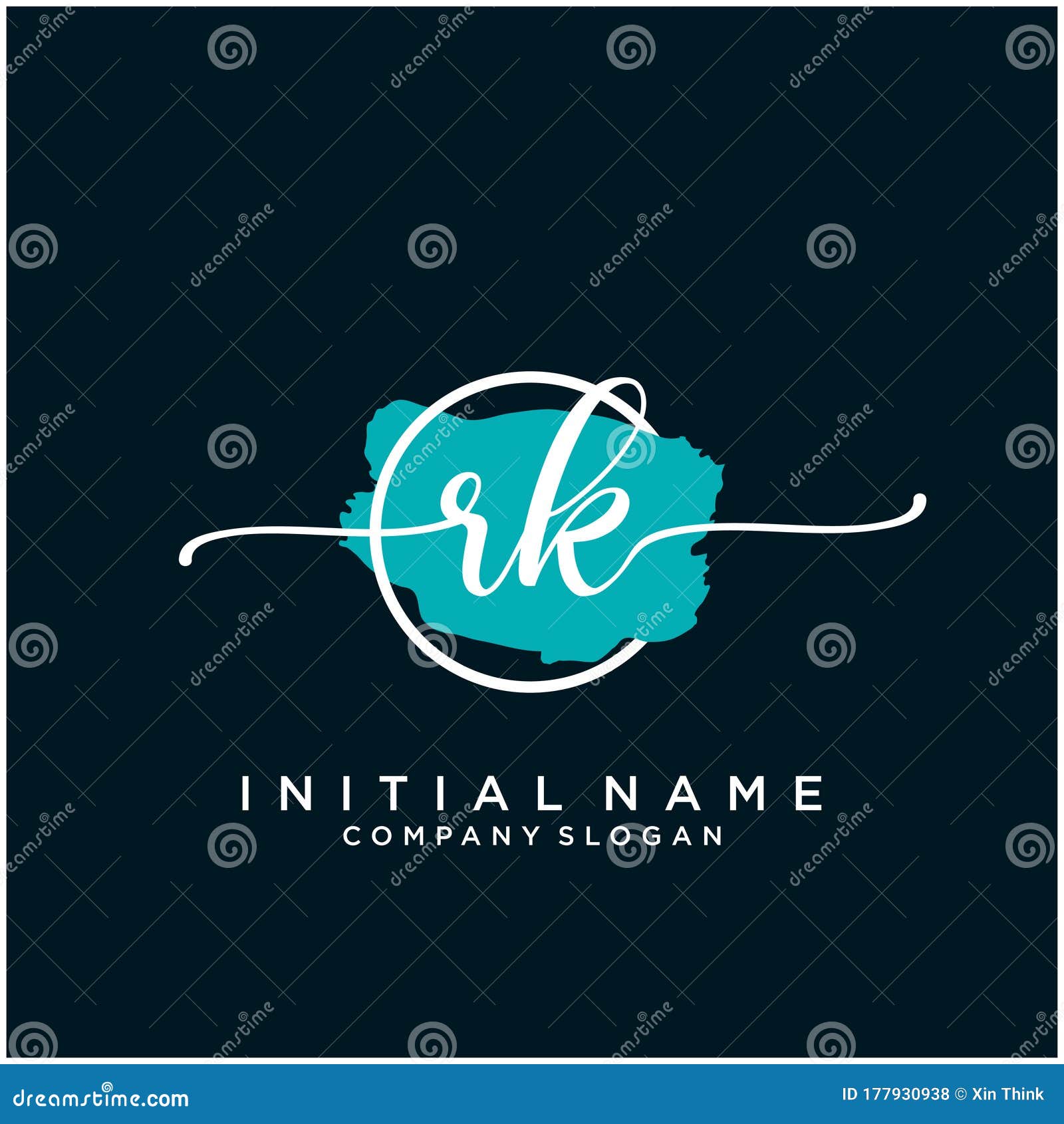 RK Initial Handwriting Logo Design with Brush Circle Stock Vector ...