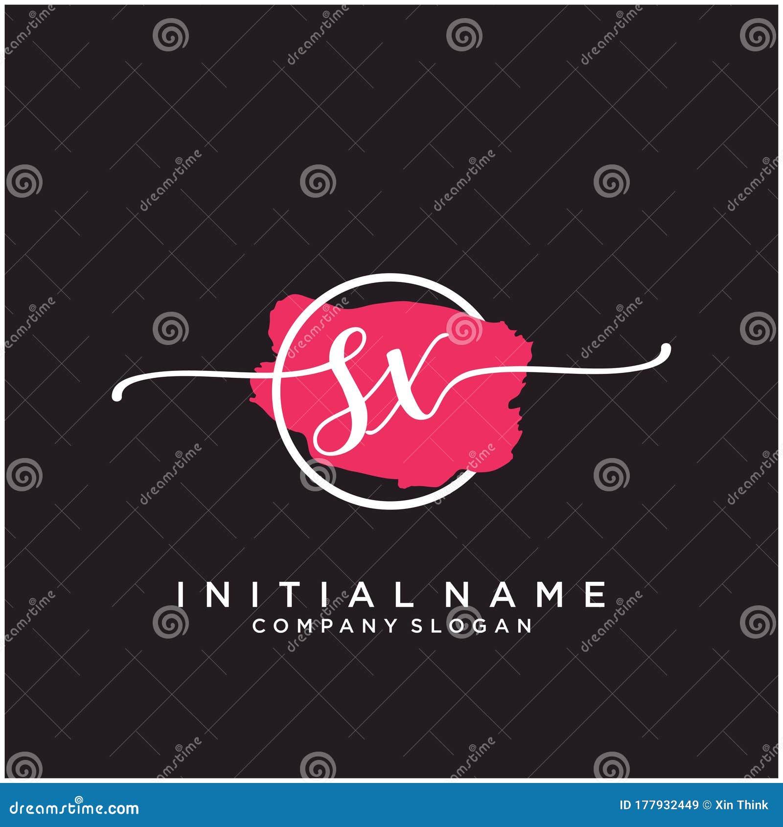SX Initial Handwriting Logo Design with Brush Circle Stock Vector ...
