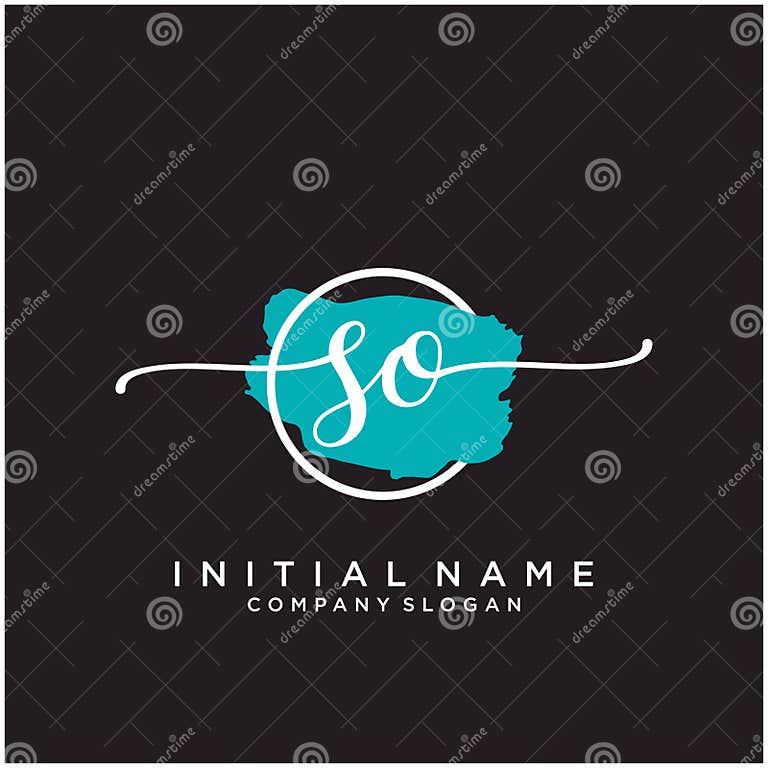 So Initial Handwriting Logo Design with Brush Circle Stock Vector ...