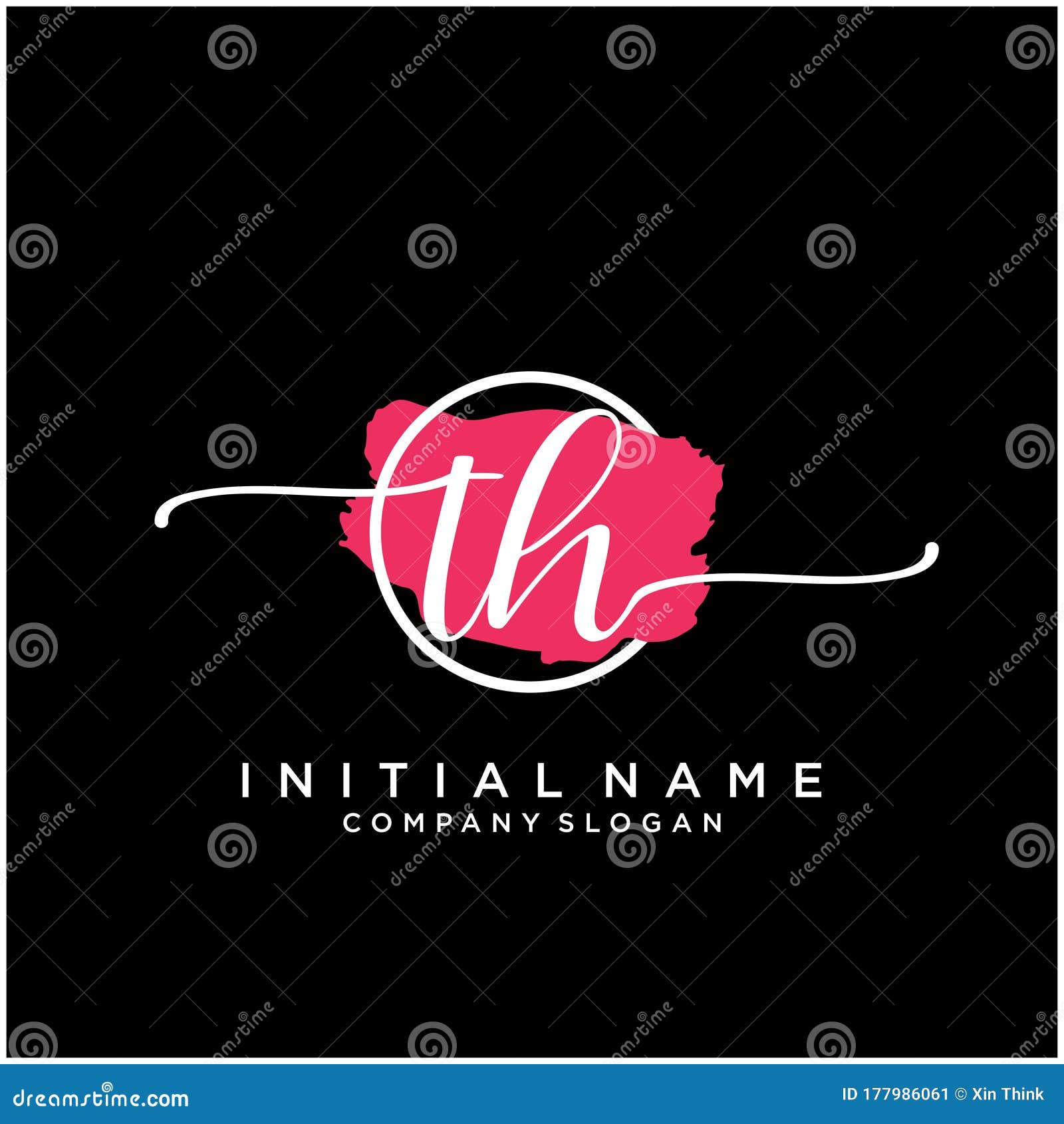 TH Initial Handwriting Logo Design with Brush Circle Stock Vector ...