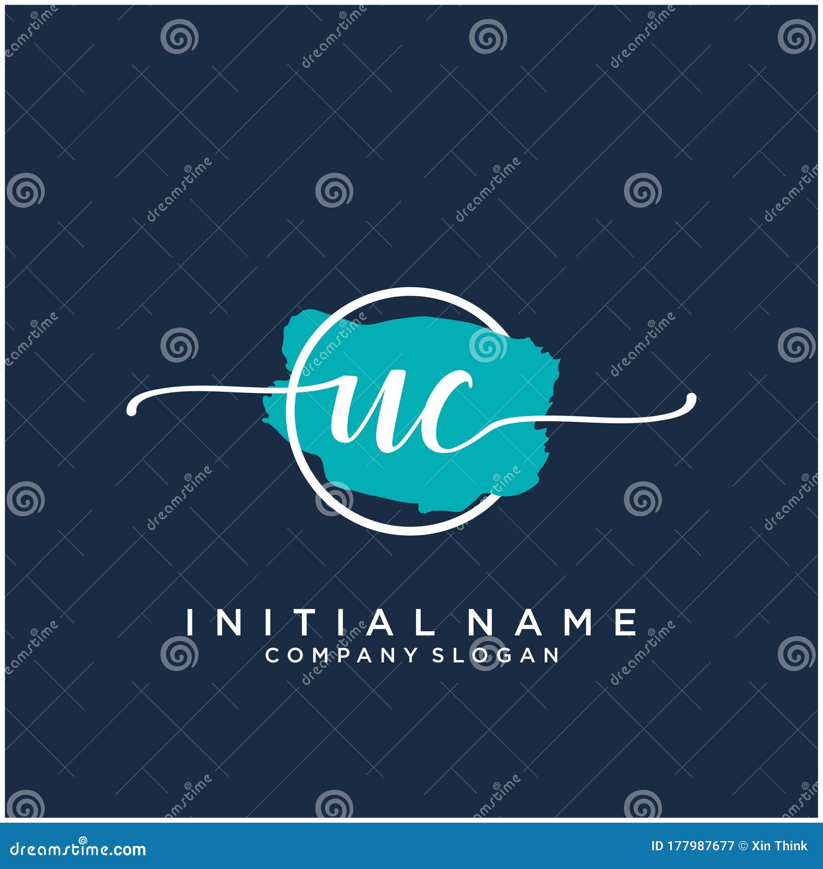 UC Initial Handwriting Logo Design with Brush Circle Stock Vector ...