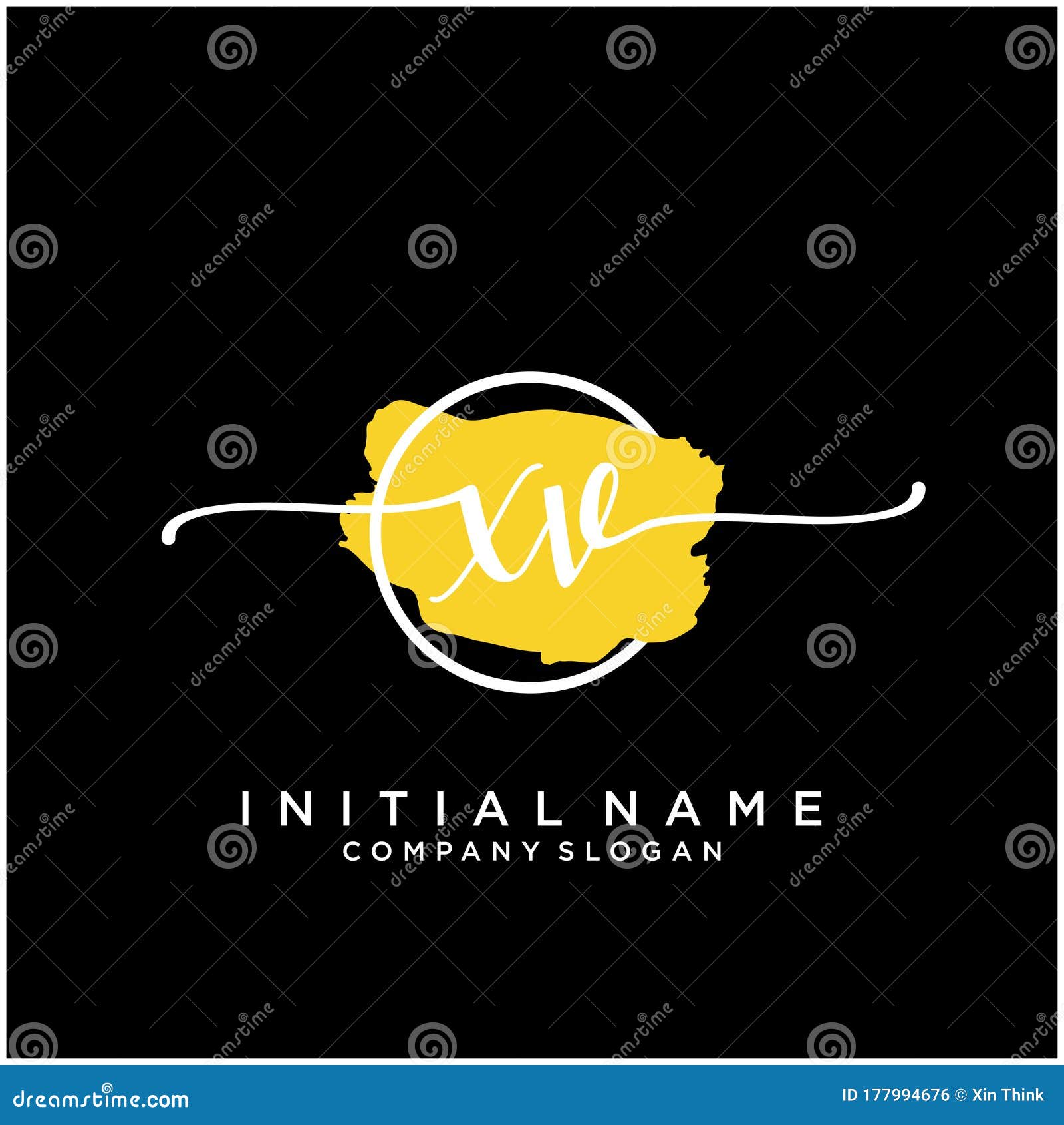 XV Initial Handwriting Logo Design with Brush Circle Stock Vector ...