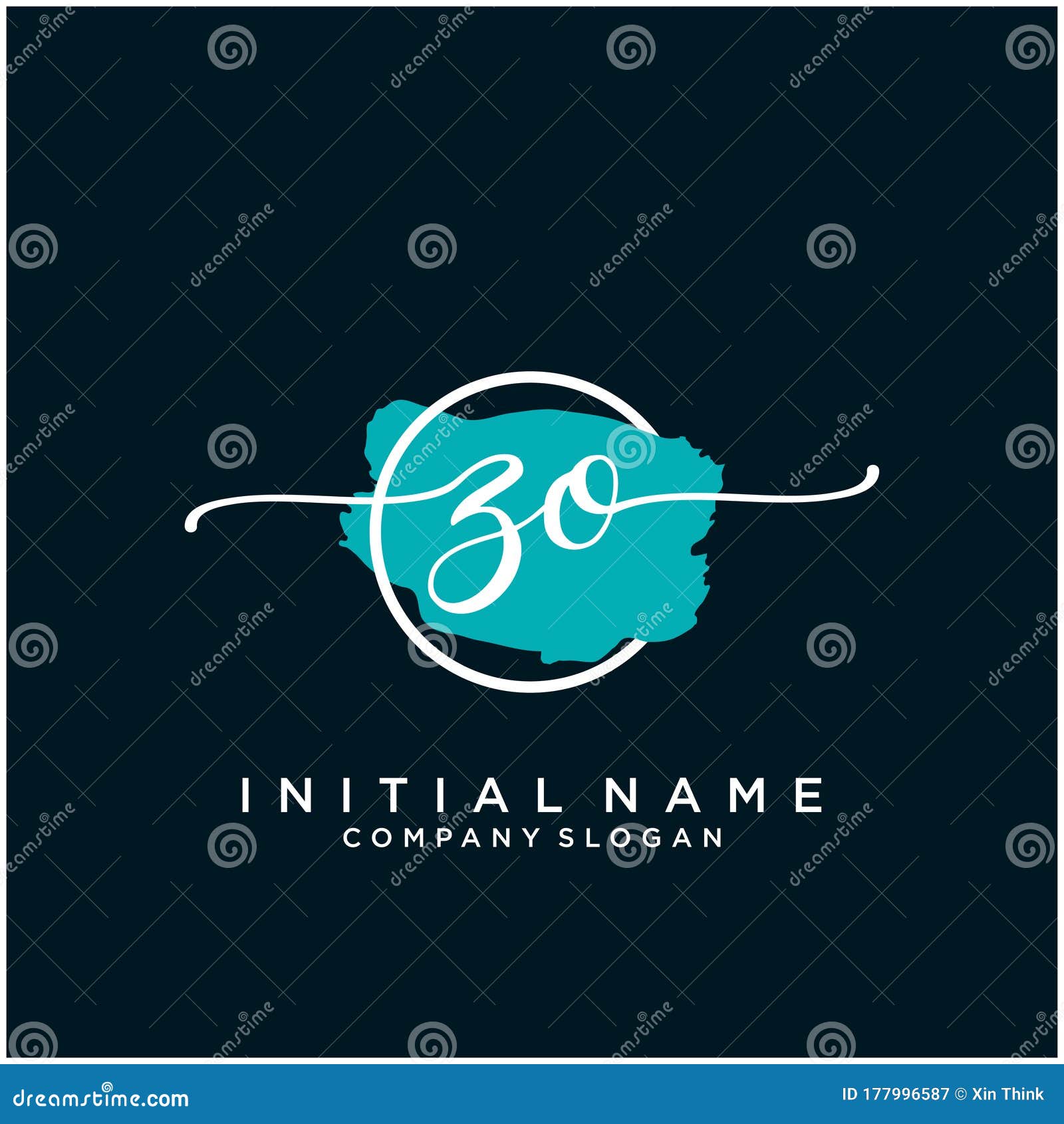 ZO Initial Handwriting Logo Design with Brush Circle Stock Vector - Illustration of icon ...