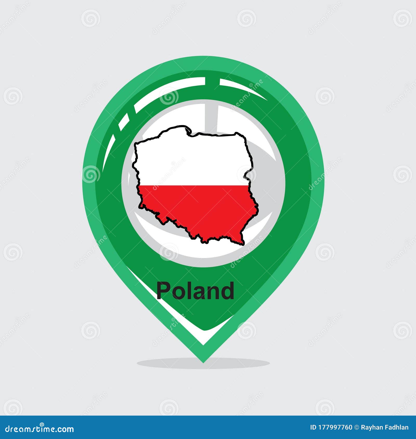 Polish Map Pin Icon is Green Stock Vector - Illustration of cartography ...