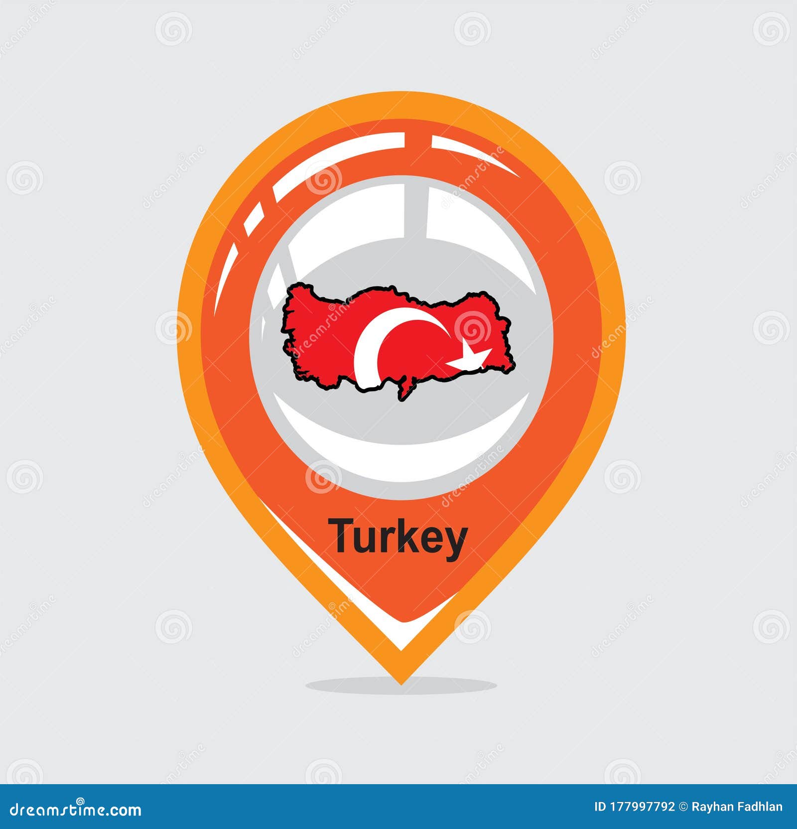 Turkish Country Pin Colored Orange Stock Vector - Illustration of ...