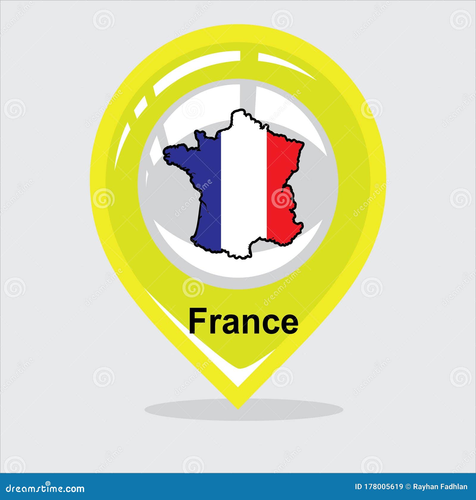 French Yellow Point Map Icon Stock Vector - Illustration of city ...