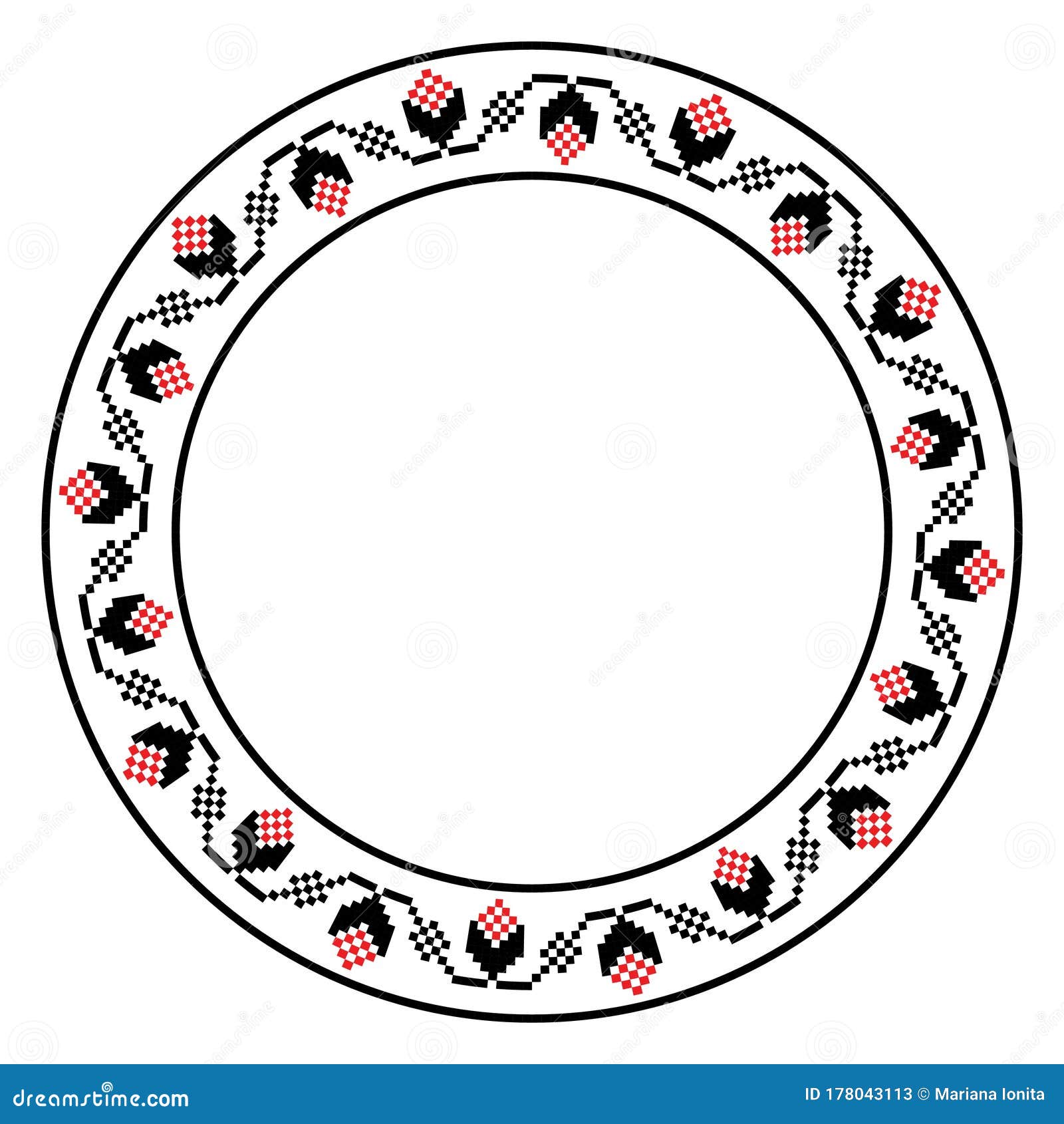 Traditional Round Frame Floral Embroidery Motif Stock Vector ...