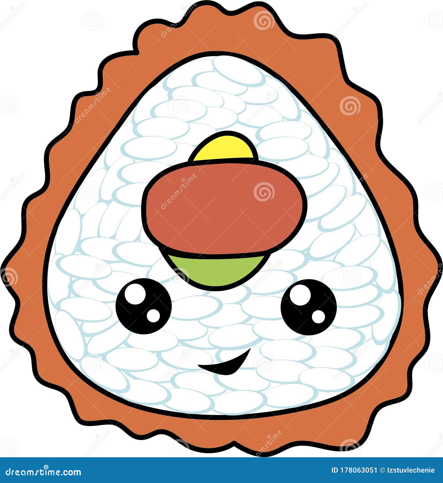 Print. Vector Illustration. Cheerful Drawing. Sushi with Rice and Fish ...