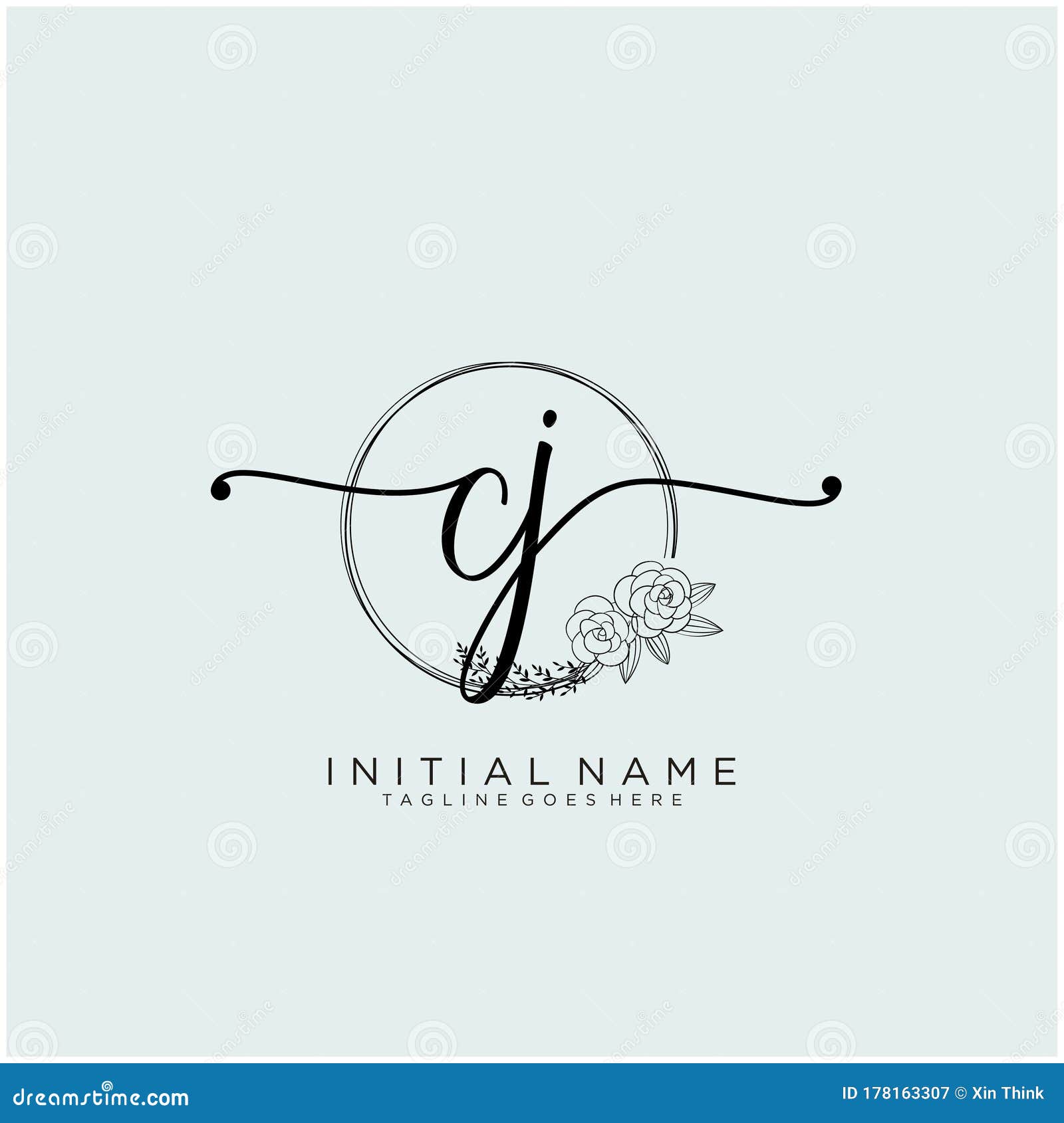 CJ Letter Initial Beauty Monogram and Elegant Stock Vector ...