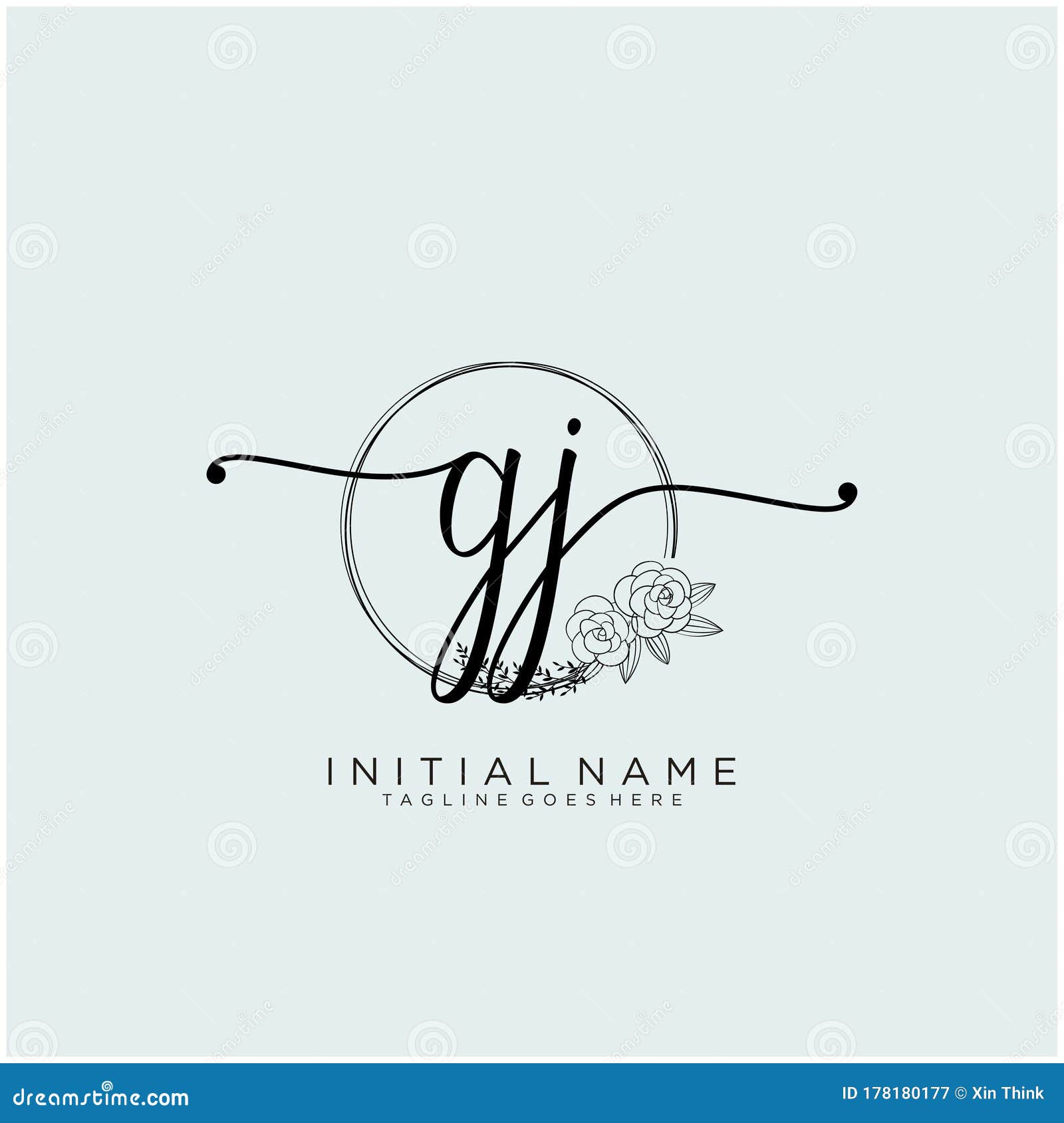 GJ Letter Initial Beauty Monogram and Elegant Stock Vector ...