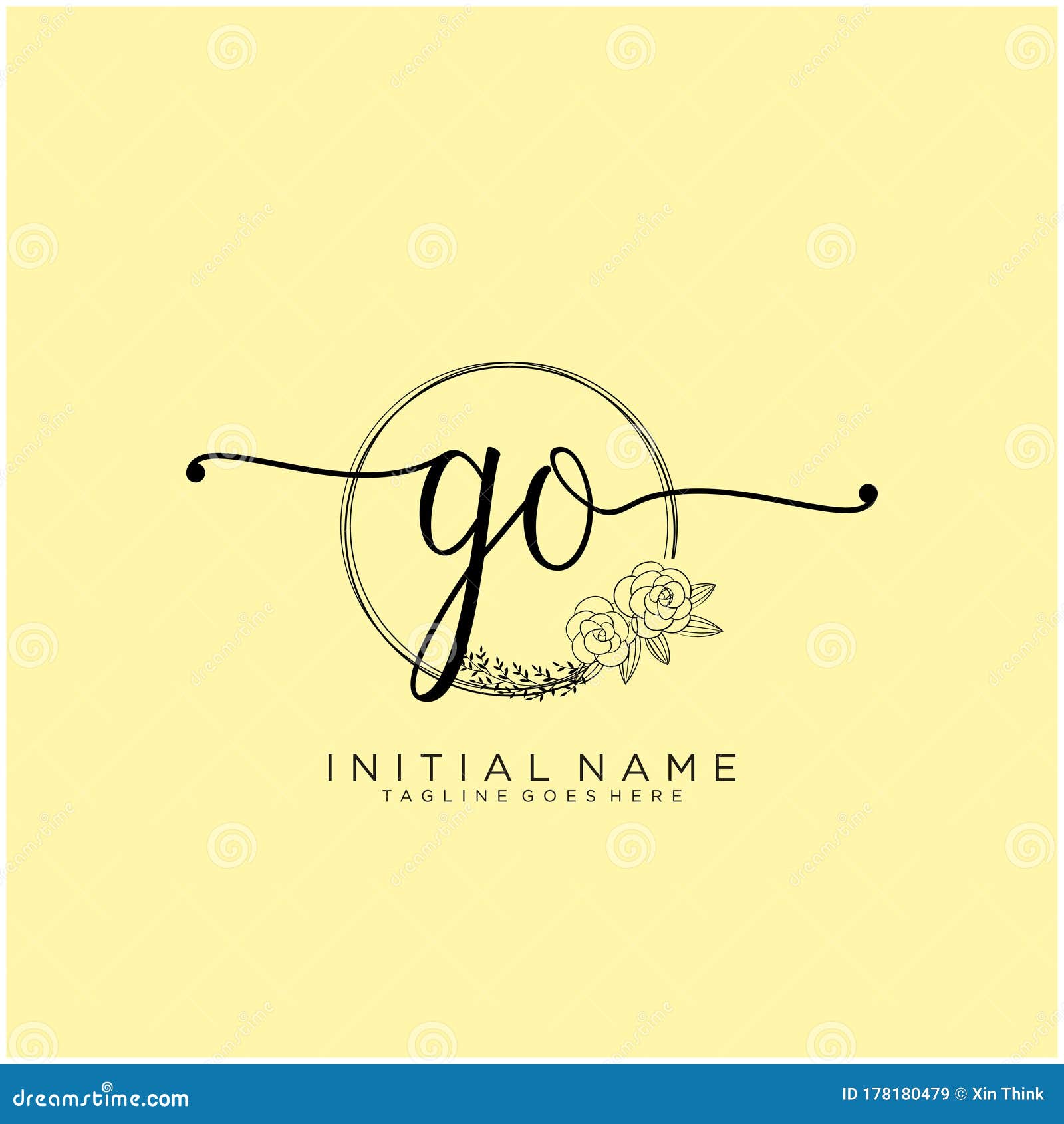 GO Letter Initial Beauty Monogram and Elegant Stock Vector ...