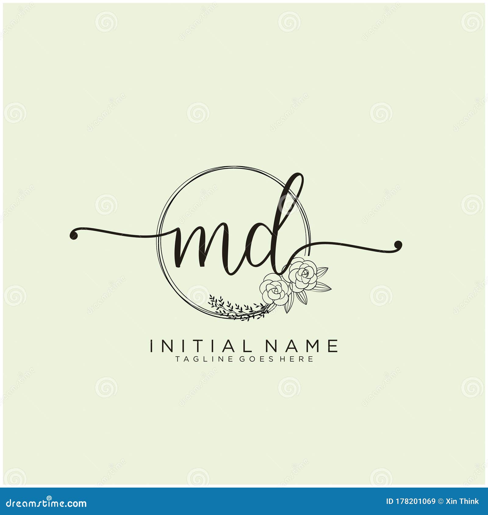 MD Letter Initial Beauty Monogram and Elegant Stock Vector ...
