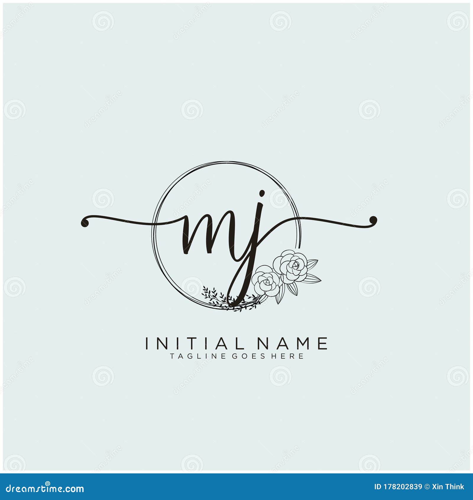 MJ Letter Initial Beauty Monogram and Elegant Stock Vector ...