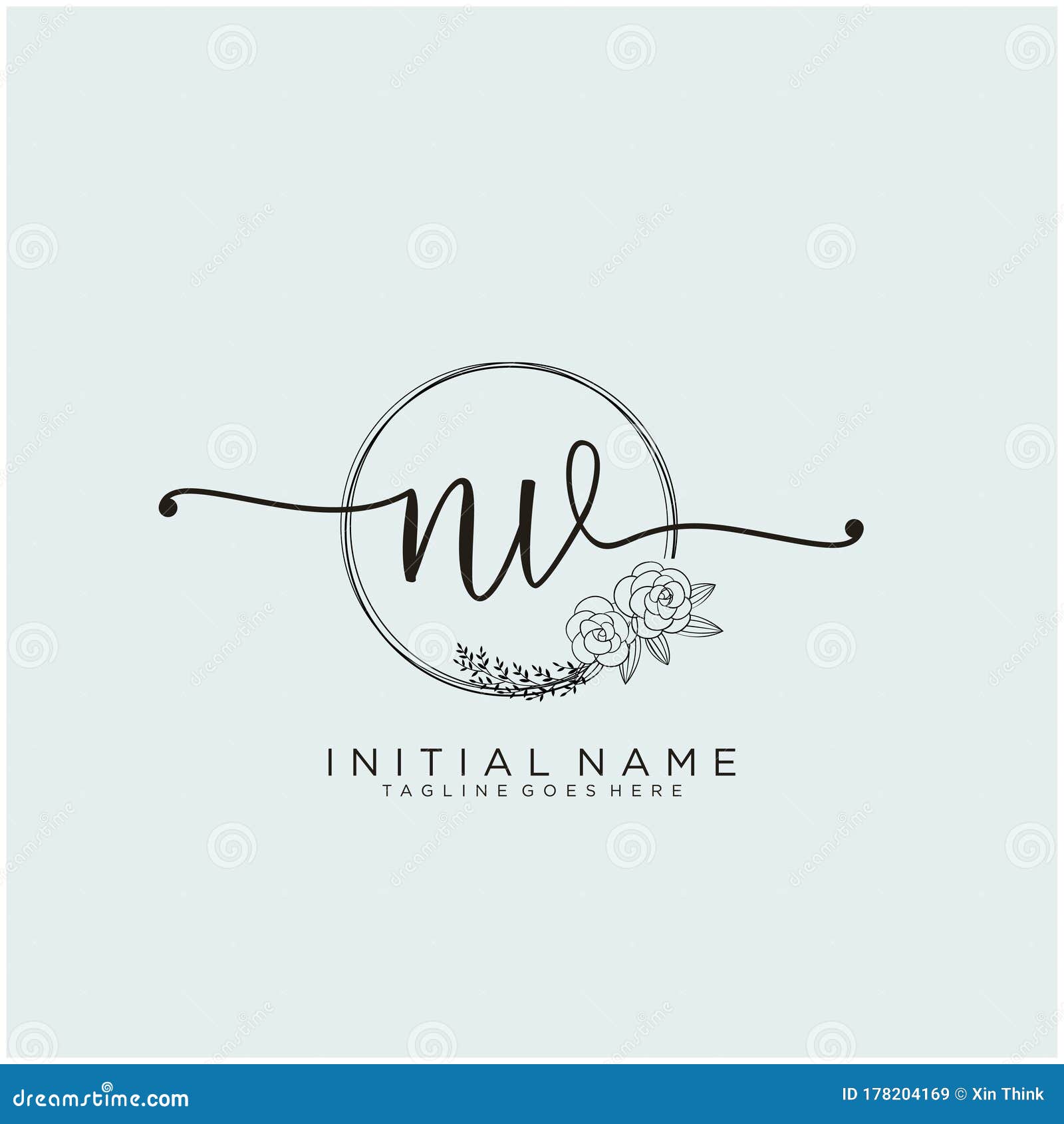 NV Letter Initial Beauty Monogram and Elegant Stock Vector ...