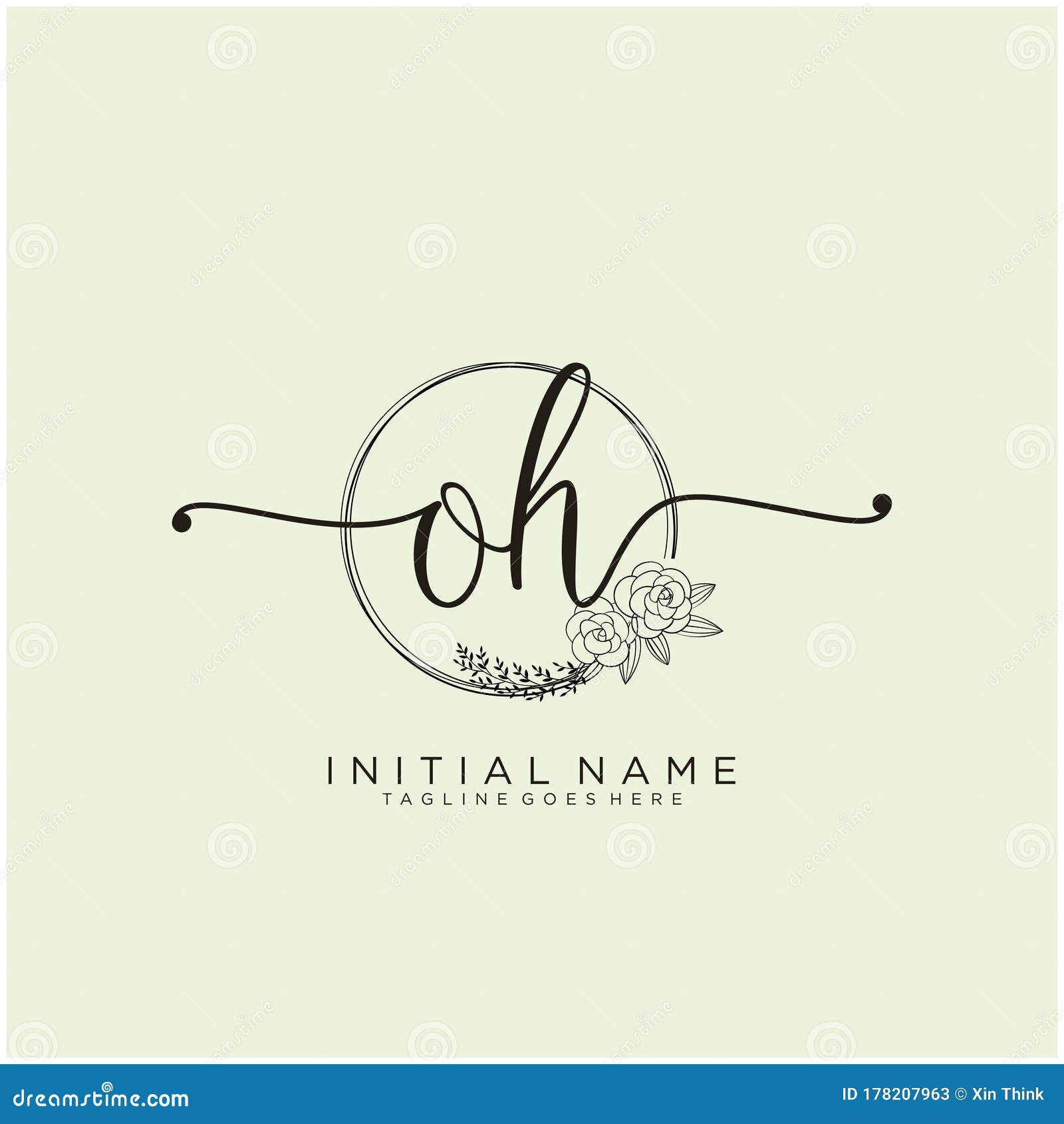 OH Letter Initial Beauty Monogram and Elegant Stock Illustration ...