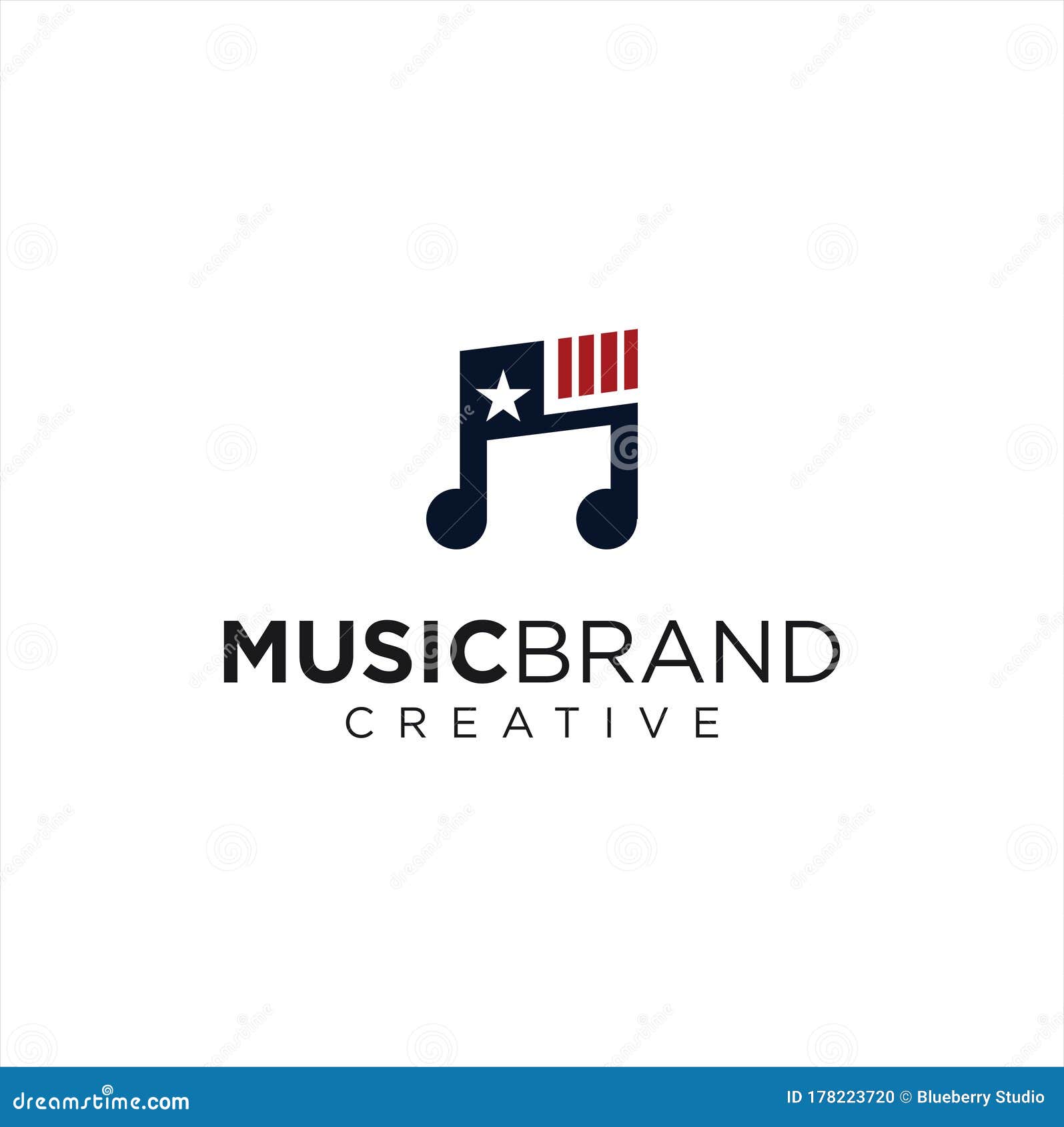 Music Note Logo Design Usa American Illustration. Sound Media Logo ...