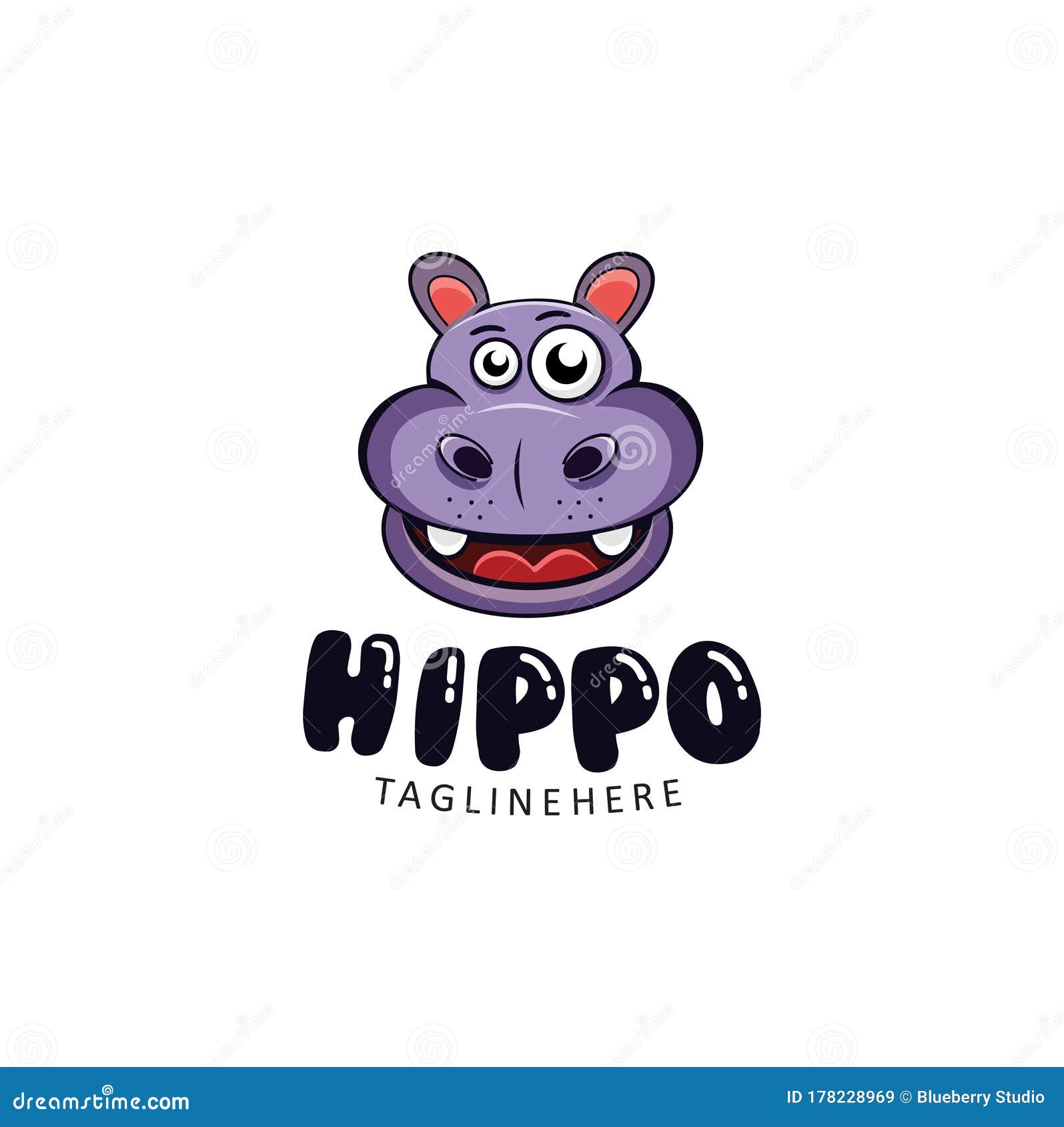 Hippo Logo Design Silhouette Vector Stock Illustration . Hippo Head ...