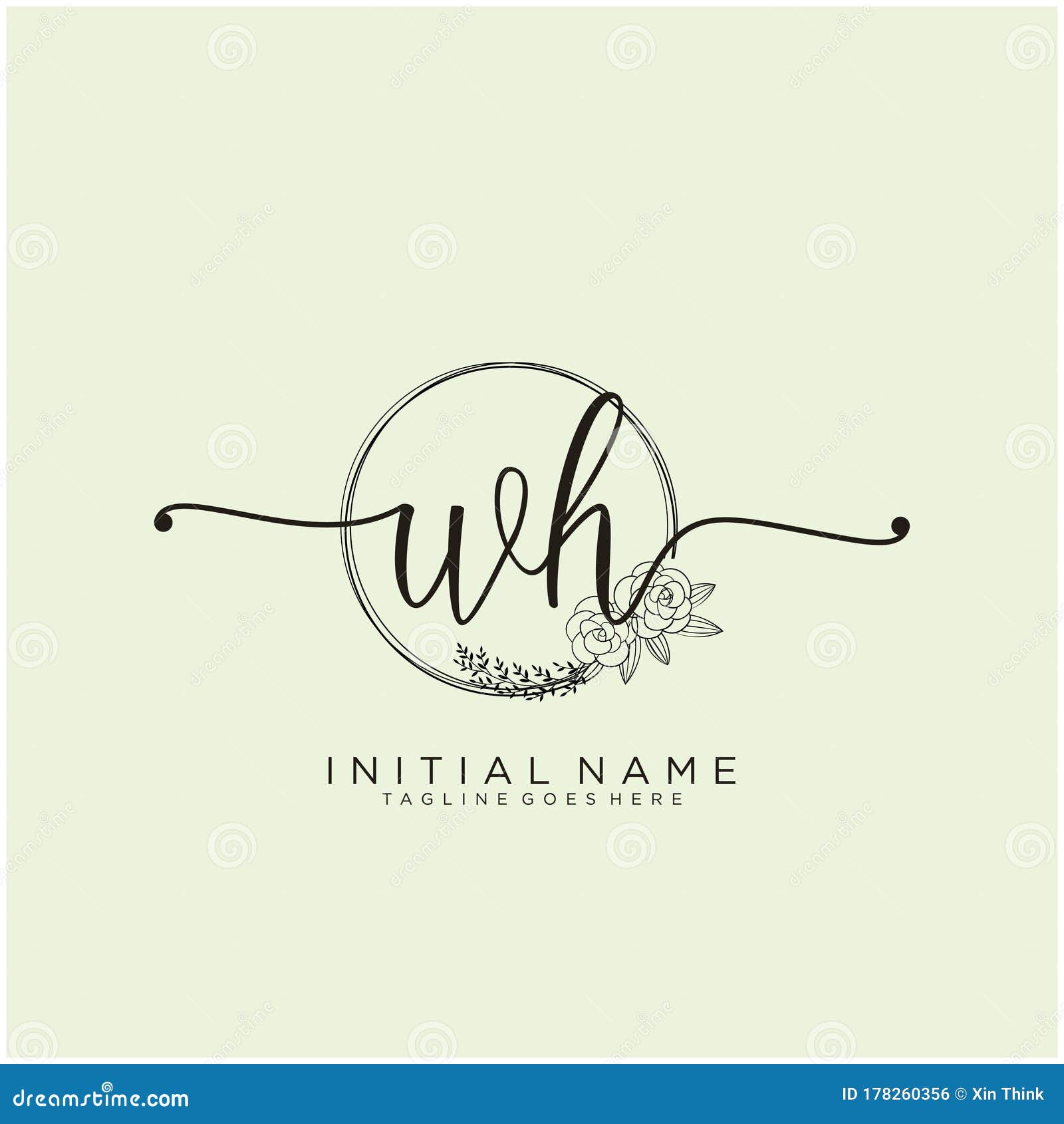 WH Letter Initial Beauty Monogram and Elegant Stock Vector ...
