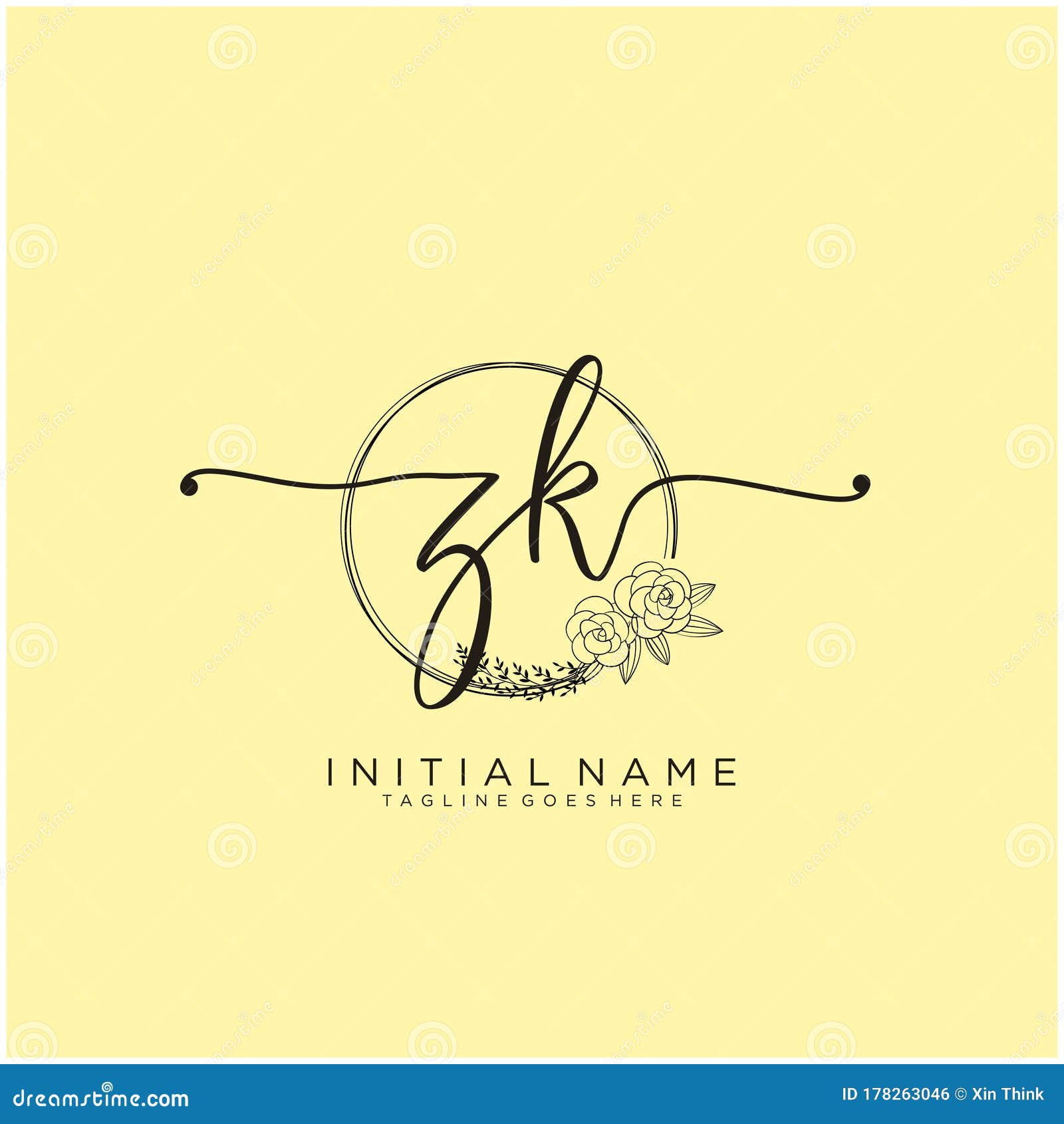 ZK Letter Initial Beauty Monogram and Elegant Stock Vector ...