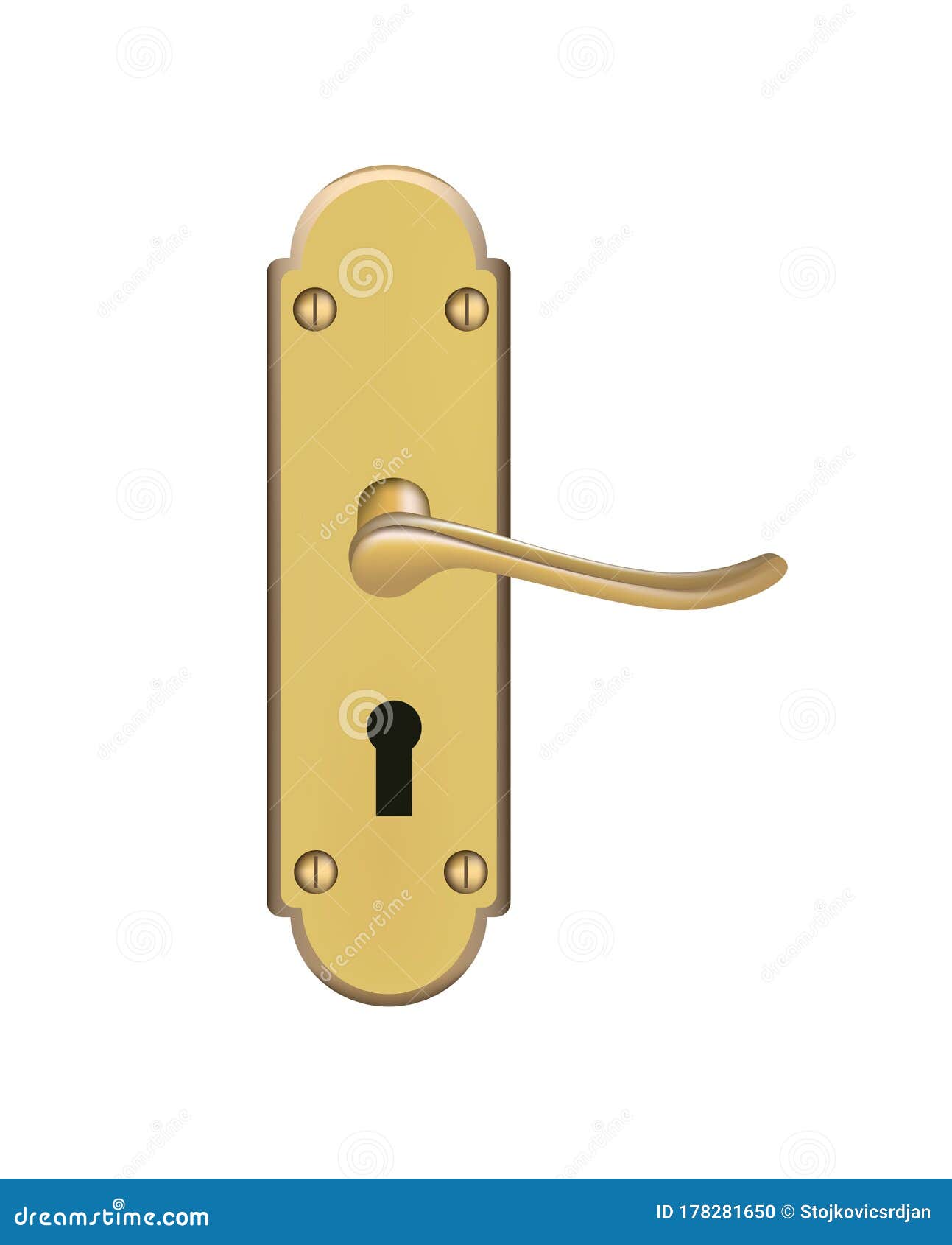 Golden door handle stock vector. Illustration of house - 178281650