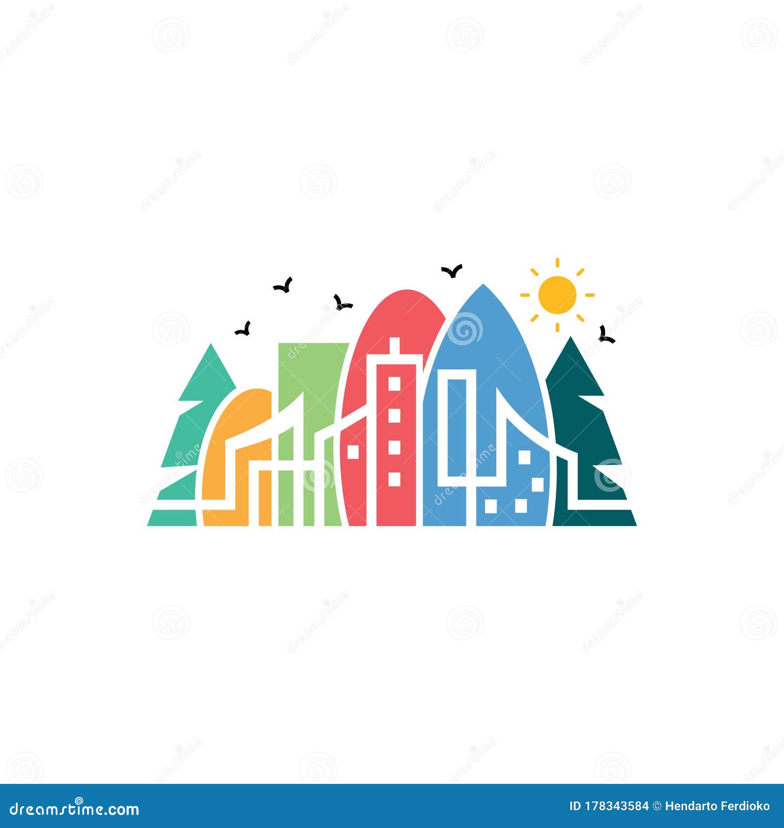City Park Real Estate Logo Design Vector. Stock Vector - Illustration ...