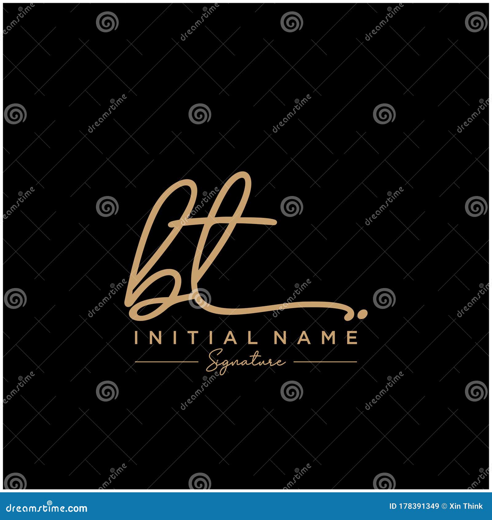 Letter BT Signature Logo Template Vector Stock Illustration ...