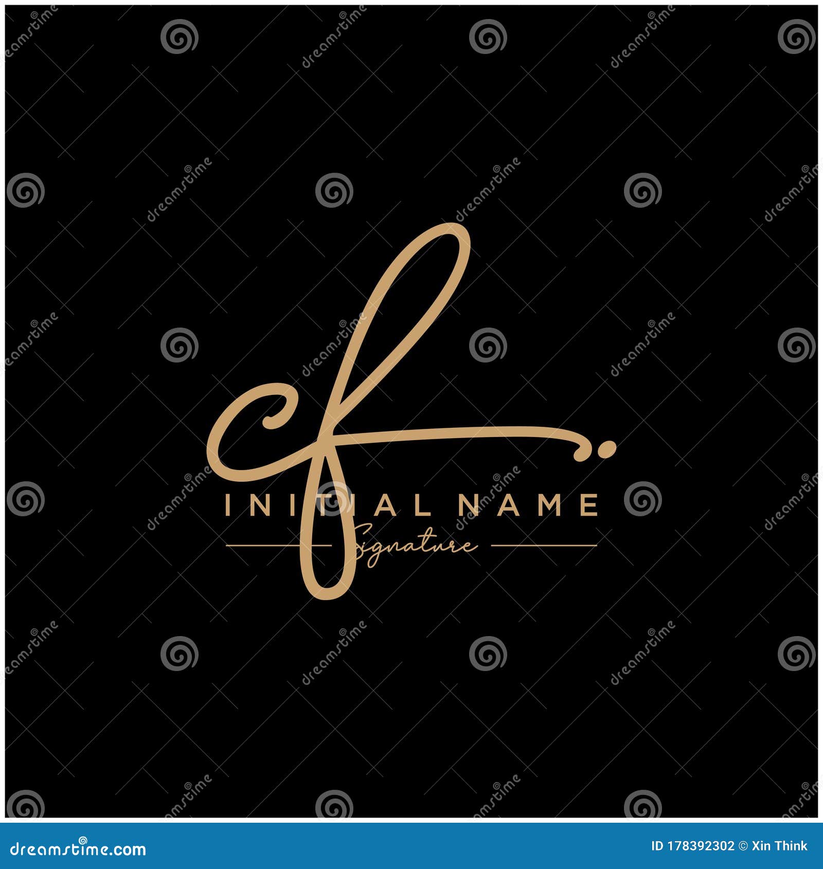 Letter CF Signature Logo Template Vector Stock Illustration ...