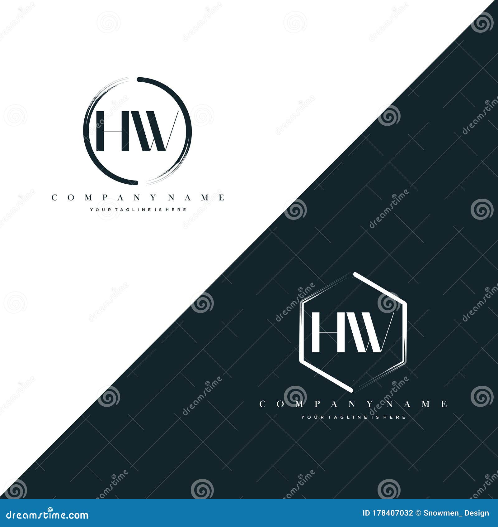 Letter HW Initial Logo Vector with Colorful Stock Vector - Illustration ...